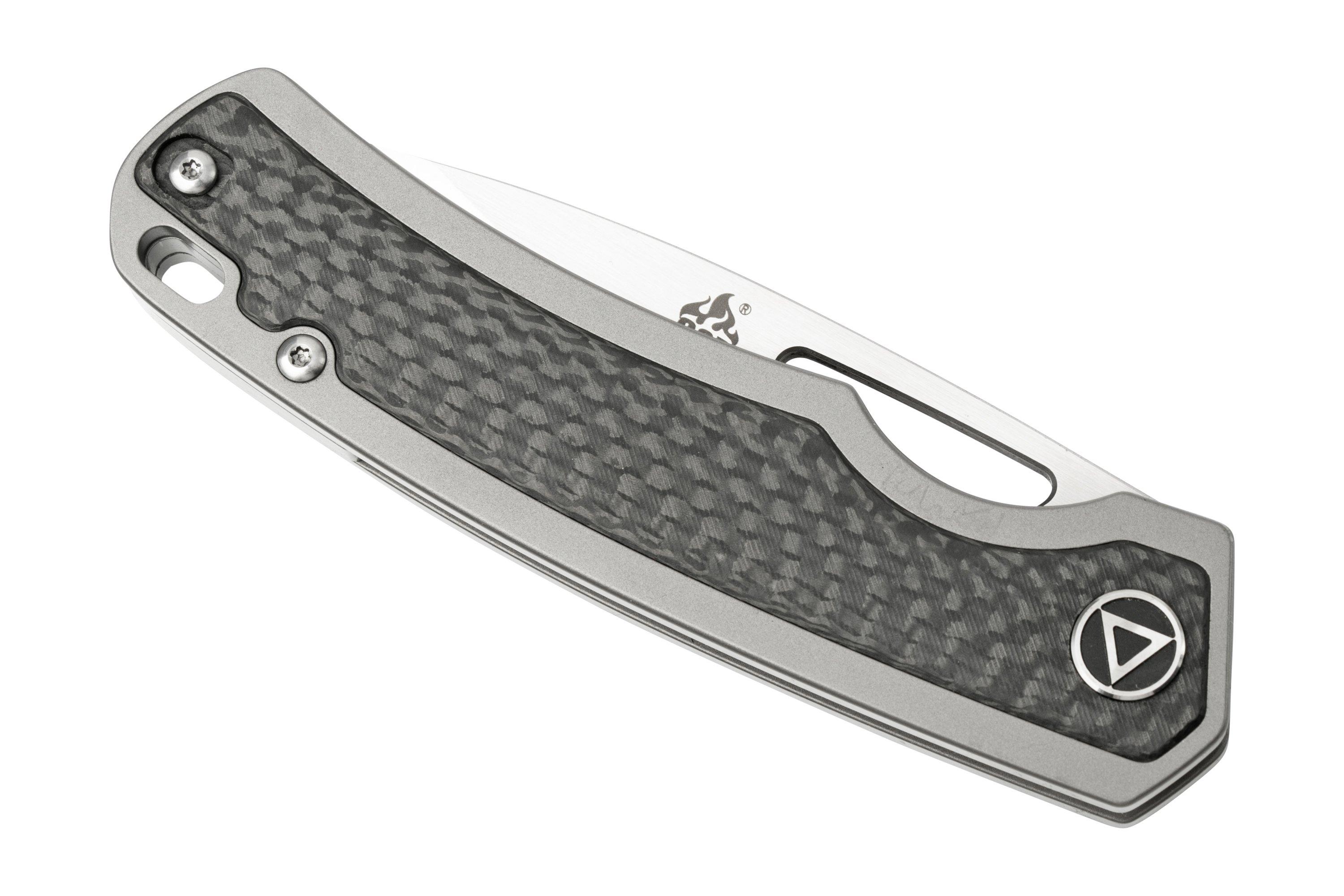 QSP Knife Puffin QS127-B Titanium Carbon fibre pocket knife ...