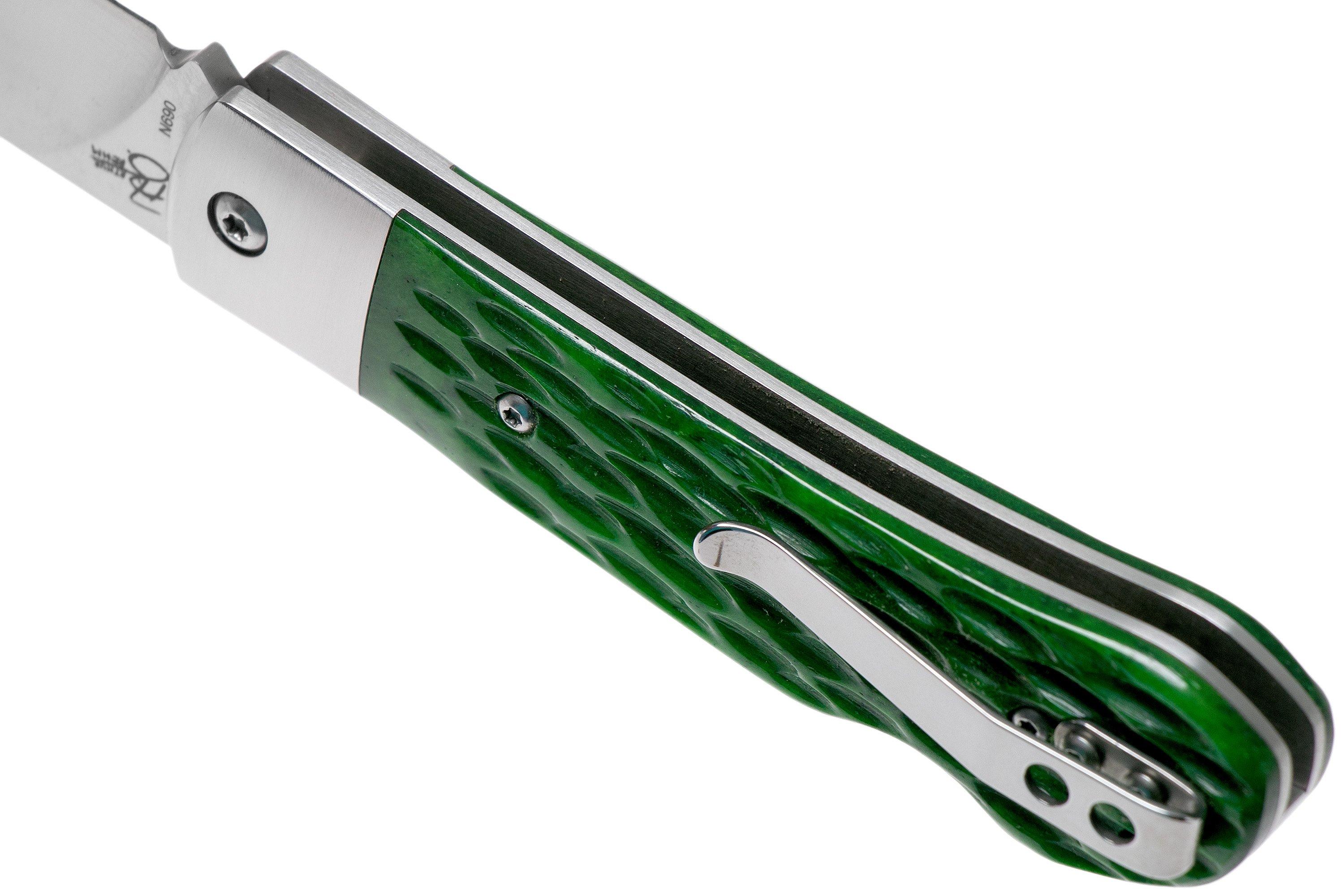 QSP Knife Worker QS128-B Green Bone pocket knife, Arthur Brehm design ...