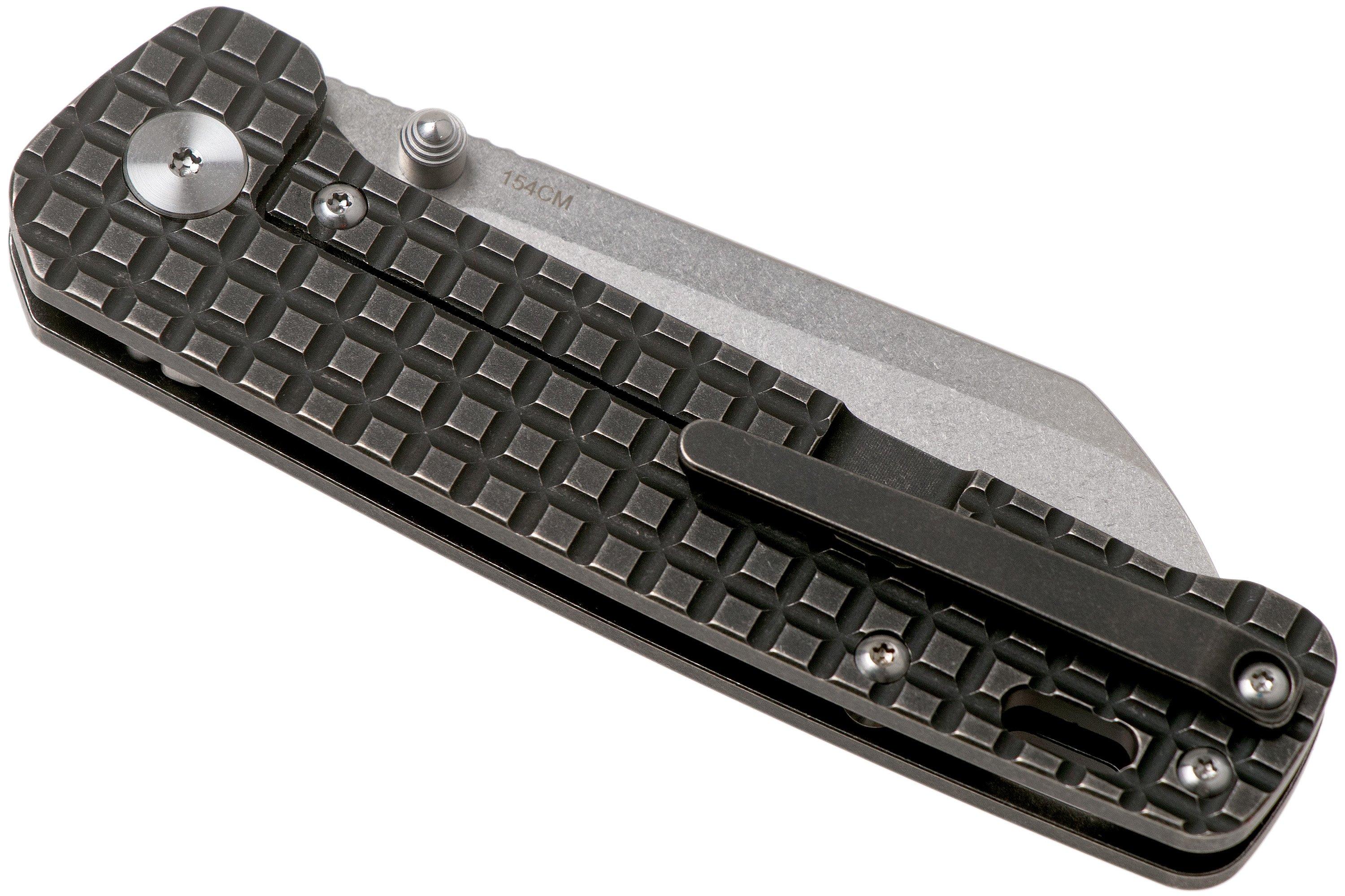 QSP Knife Penguin QS130-NFRG Textured Titanium, Satin 154CM navalha ...