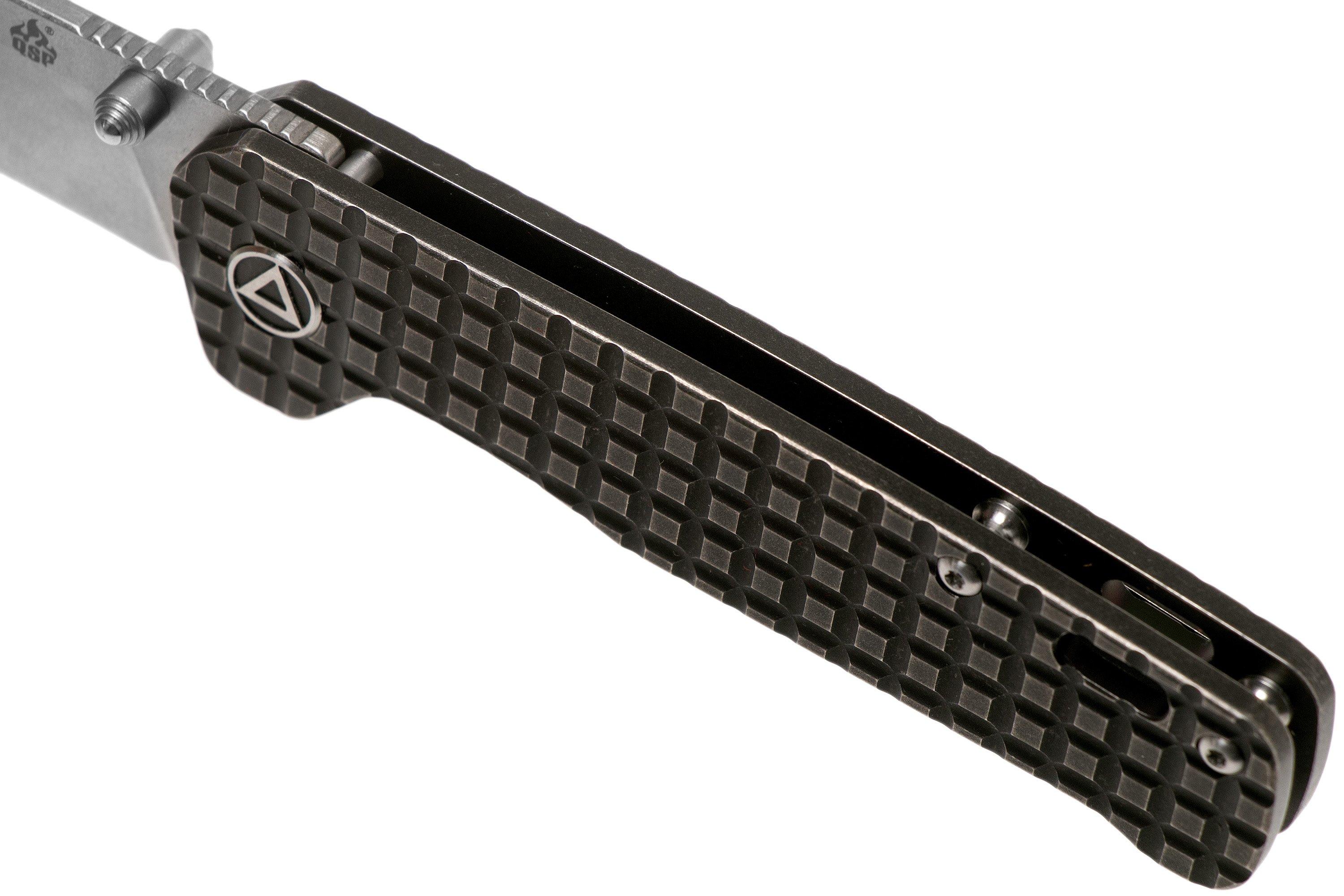 QSP Knife Penguin QS130-NFRG Textured Titanium, Satin 154CM pocket ...