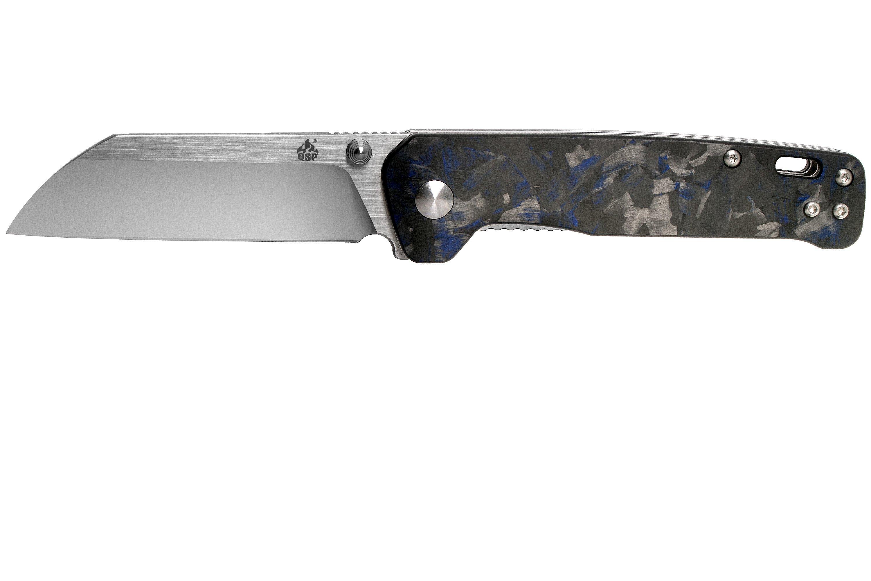 QSP Knife Penguin QS130-TBL Blue Shredded Carbon fibre G10, Satin ...