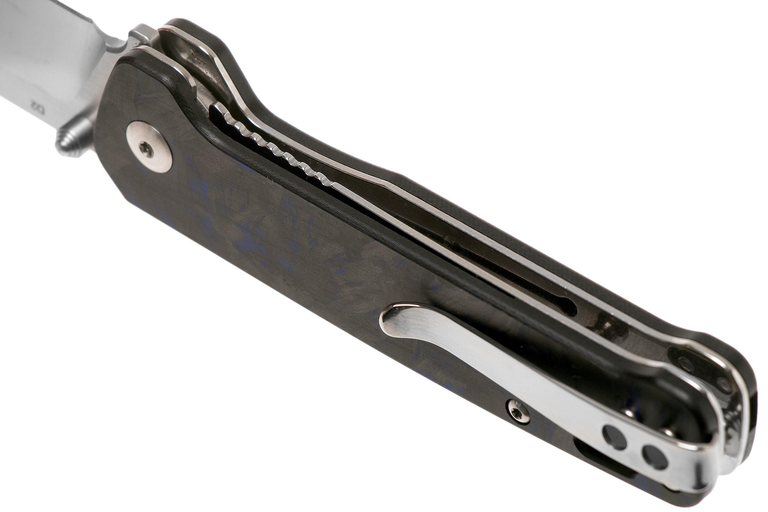 QSP Knife Penguin QS130-TBL Blue Shredded Carbon fibre G10, Satin ...