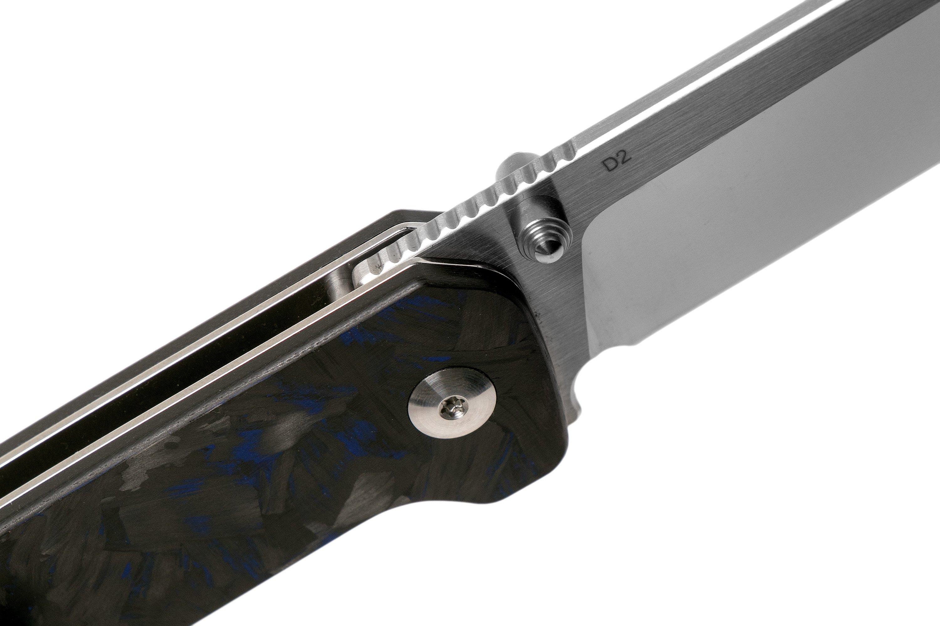 QSP Knife Penguin QS130-TBL Blue Shredded Carbon fibre G10, Satin ...