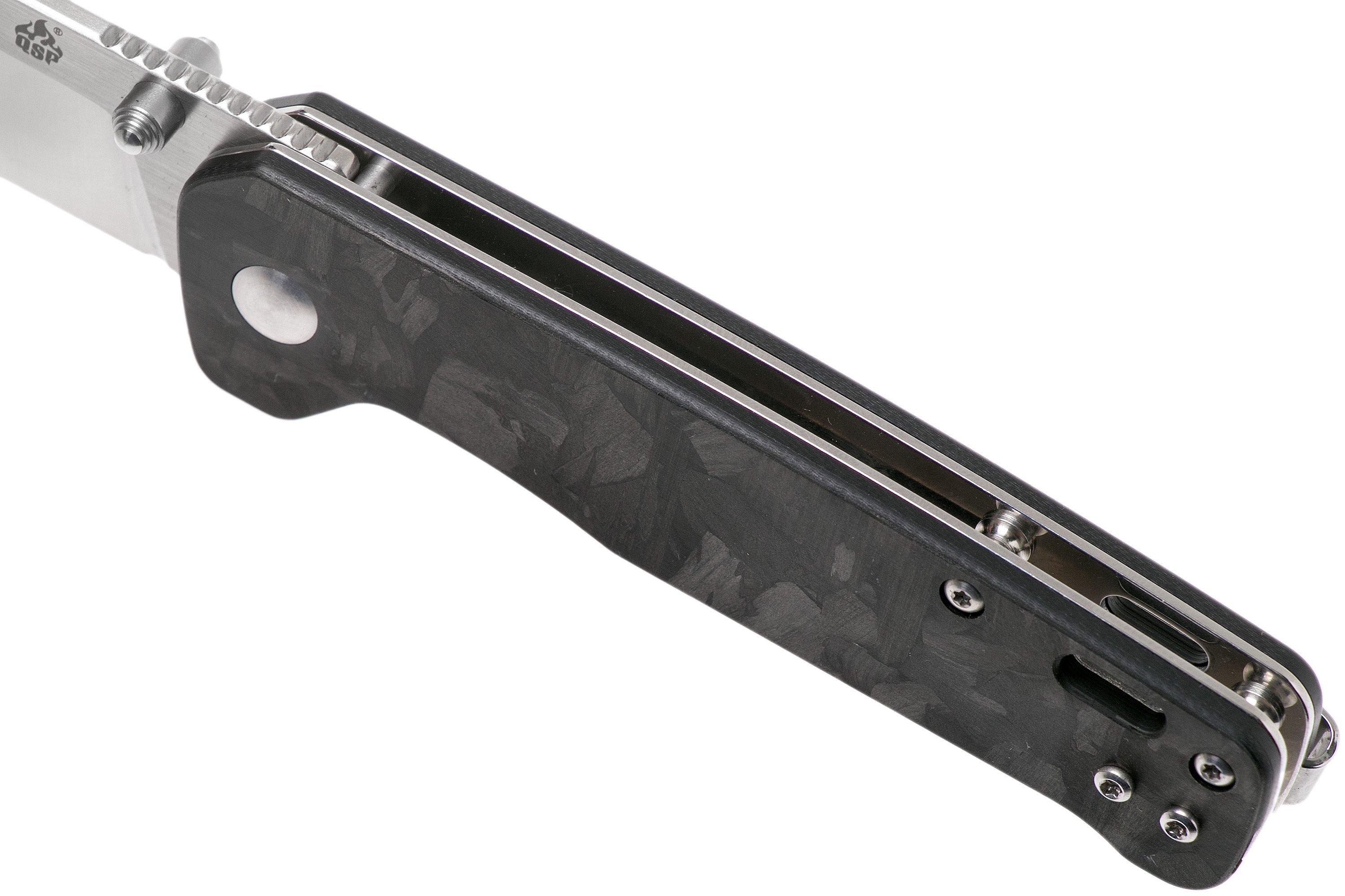 QSP Knife Penguin QS130-T Shredded Carbon fibre G10, pocket knife ...