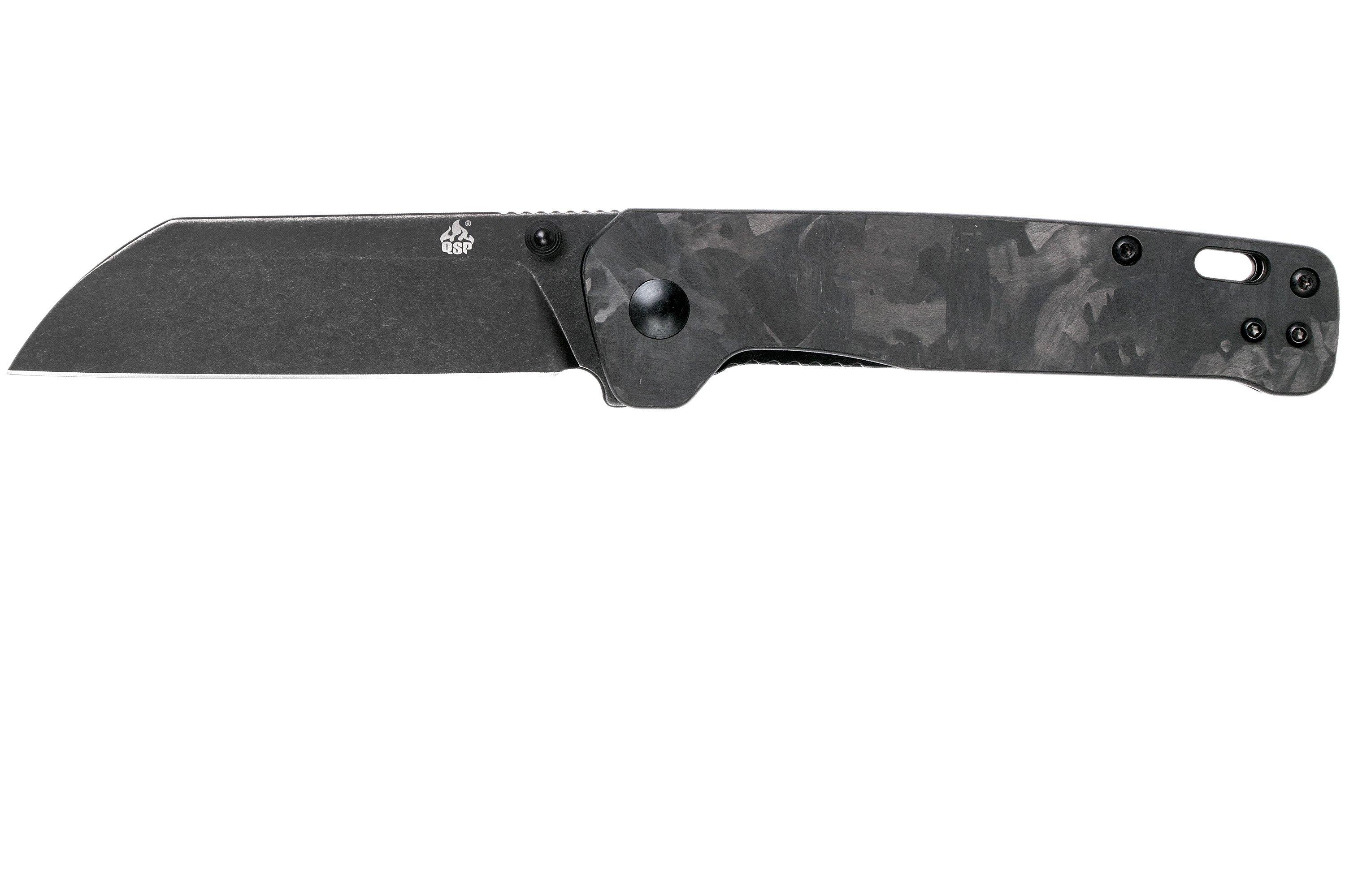 QSP Knife Penguin QS130-U Shredded Carbon fibre G10, Blackwashed ...