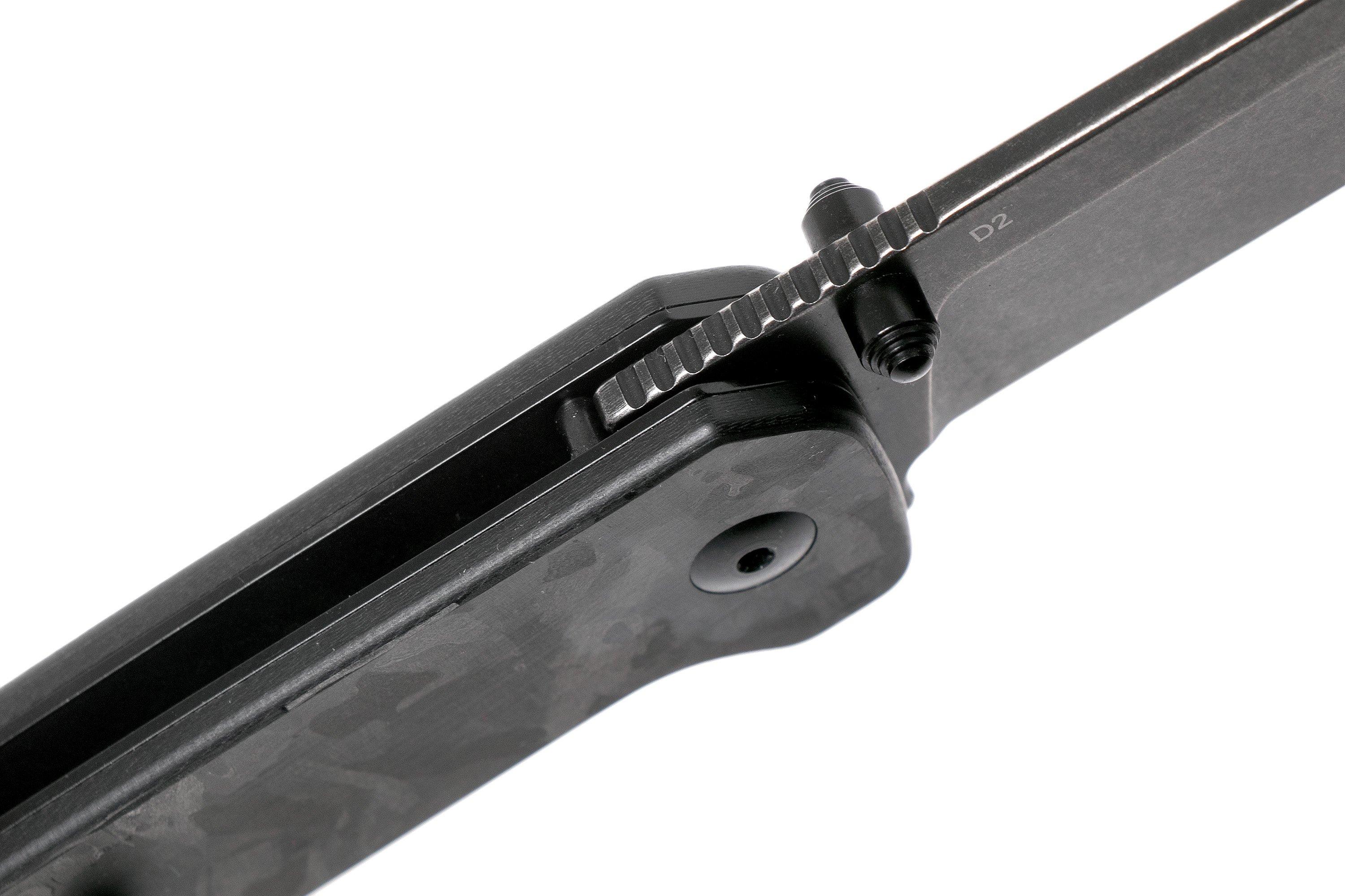 QSP Knife Penguin QS130-U Shredded Carbon fibre G10, Blackwashed ...