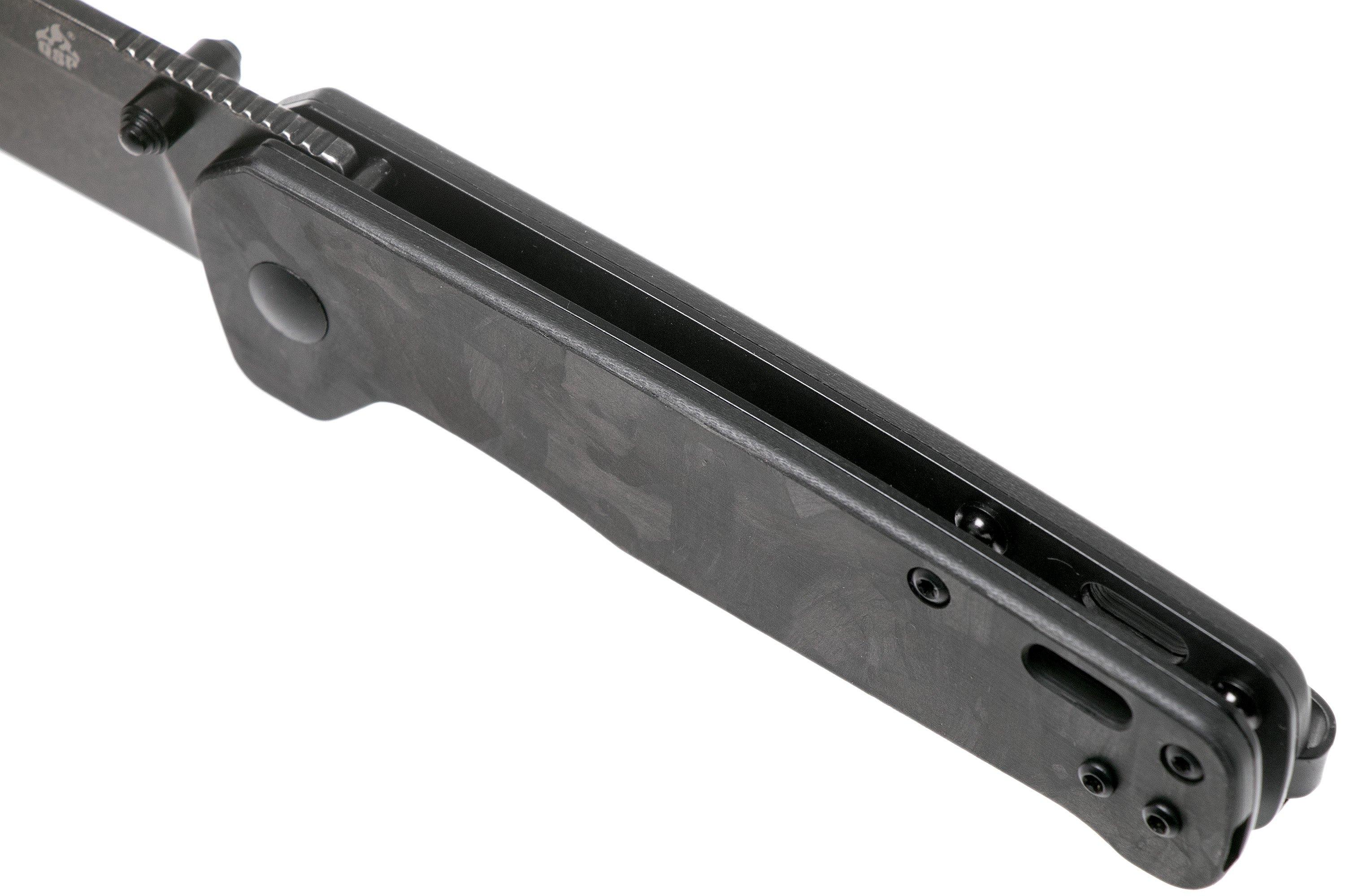 QSP Knife Penguin QS130-U Shredded Carbon fibre G10, Blackwashed ...