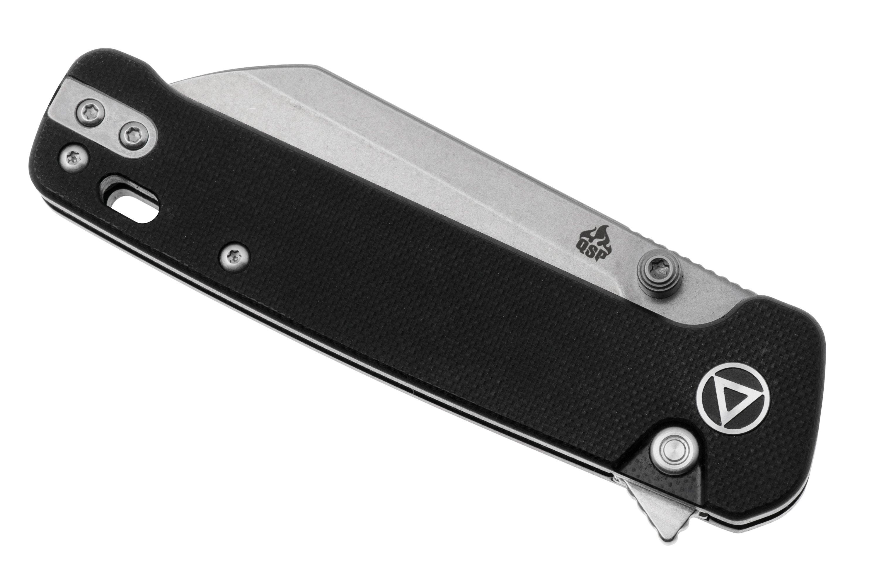 QSP Knife Penguin Button Lock QS130BL-A1, Satin, Black G10 ...