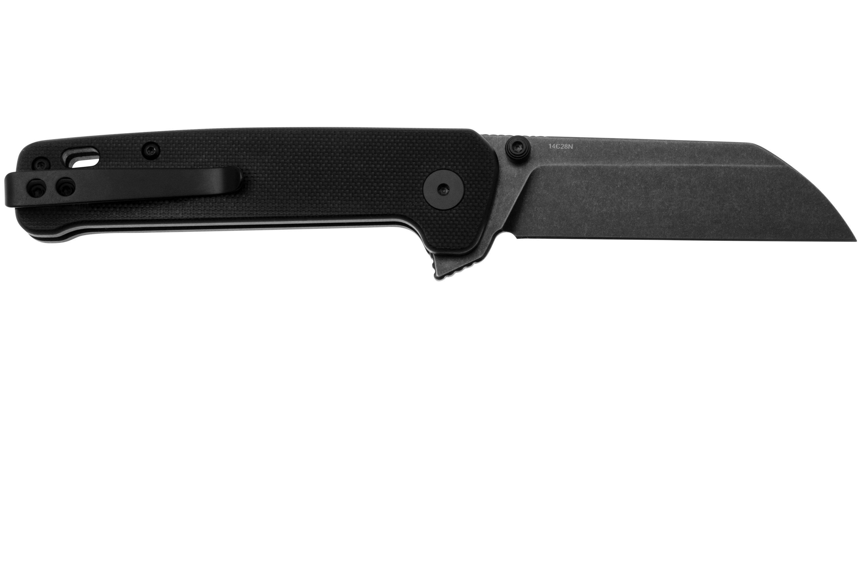QSP Knife Penguin Button Lock QS130BL-A2, Black, Black G10, pocket ...
