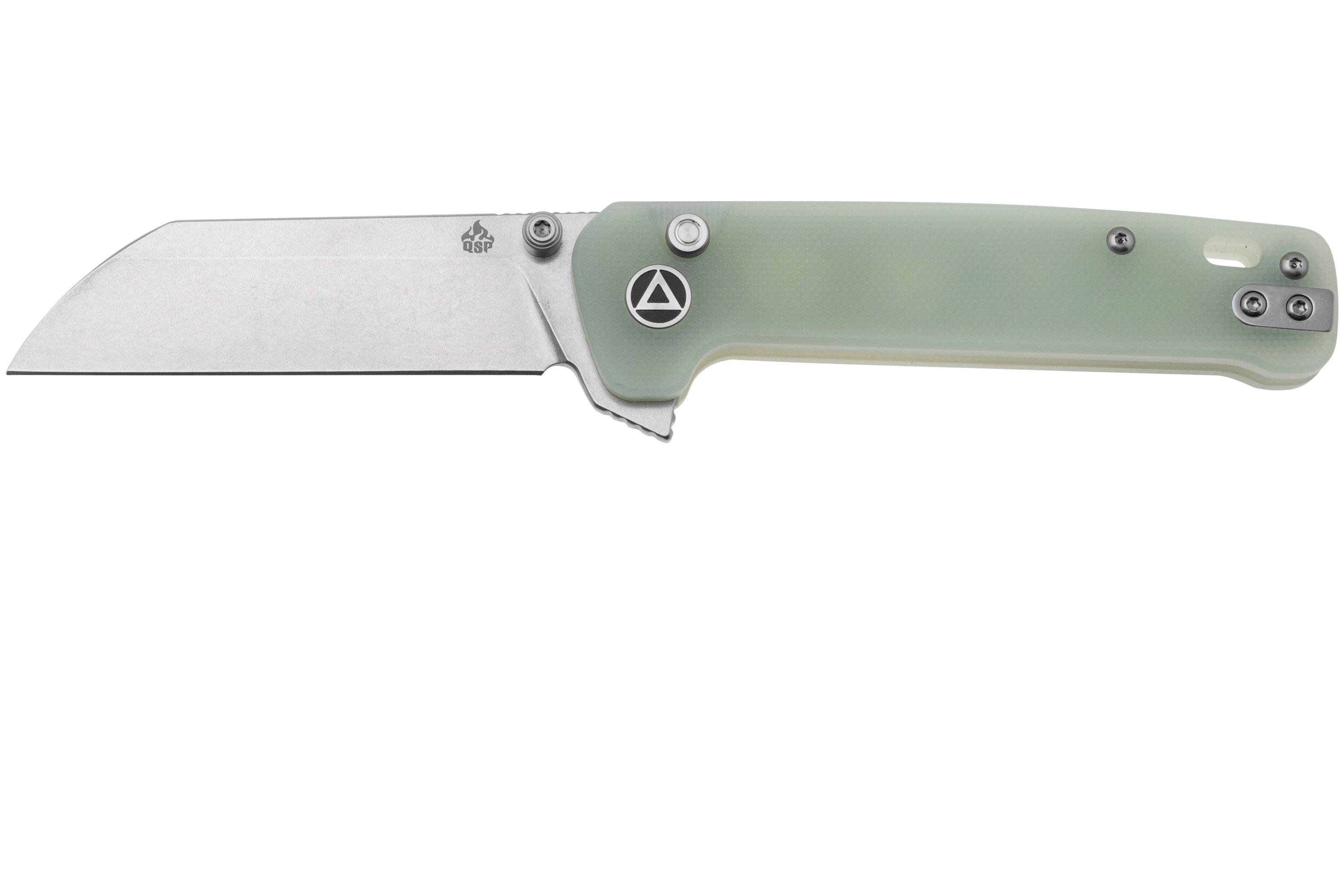 QSP Knife Penguin Button Lock QS130BL-B1 Plain, Jade G10, pocket knife ...