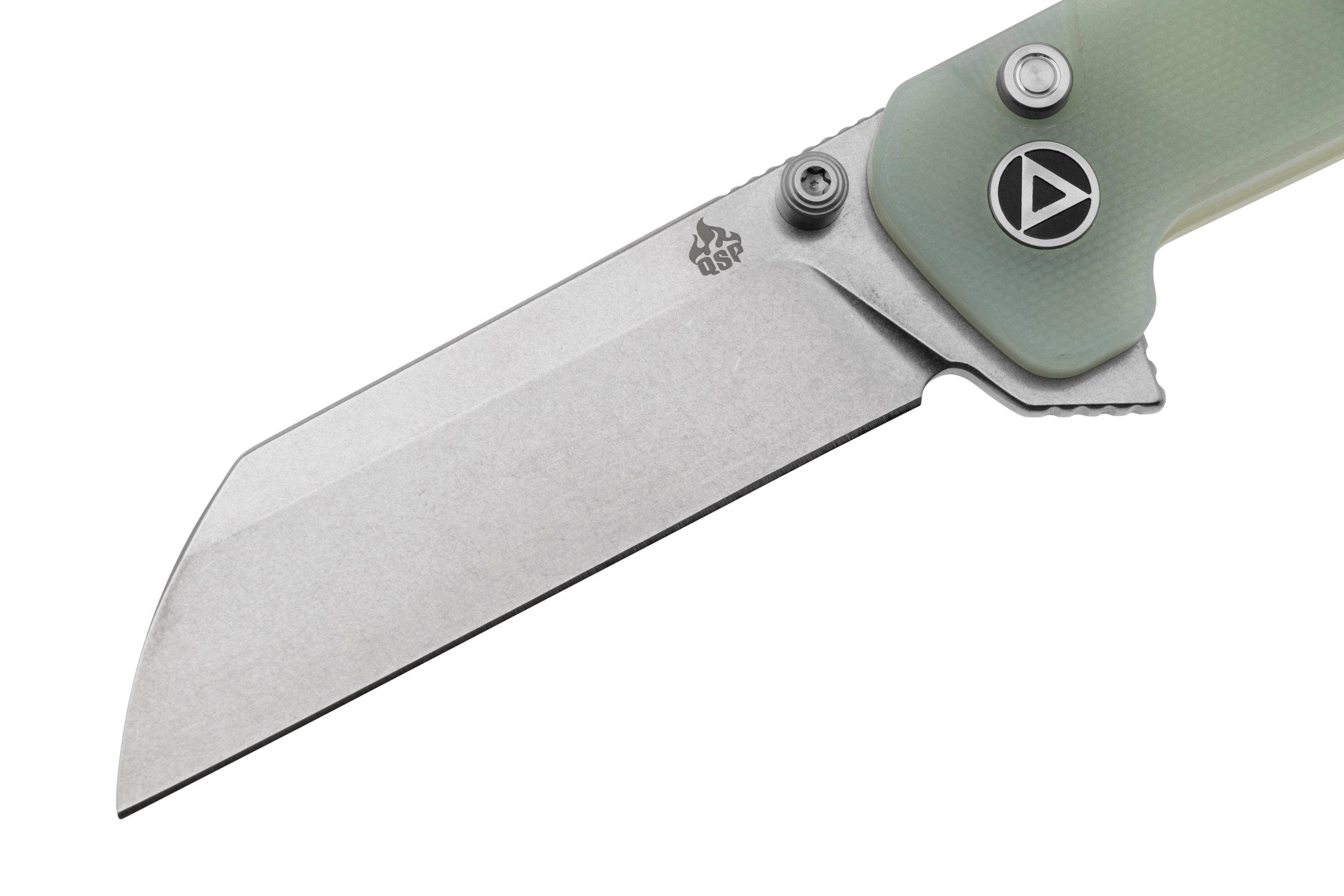 QSP Knife Penguin Button Lock QS130BL-B1 Plain, Jade G10, pocket knife ...