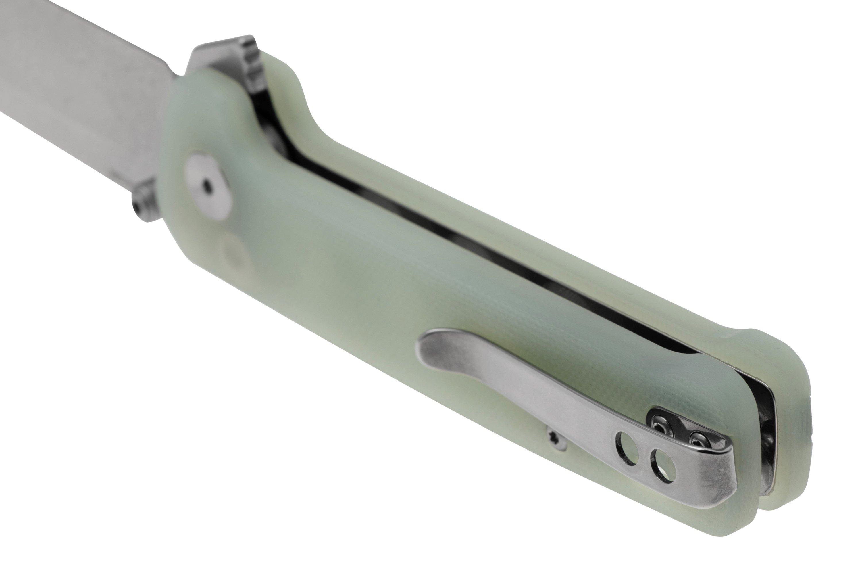 QSP Knife Penguin Button Lock QS130BL-B1 Plain, Jade G10, pocket knife ...