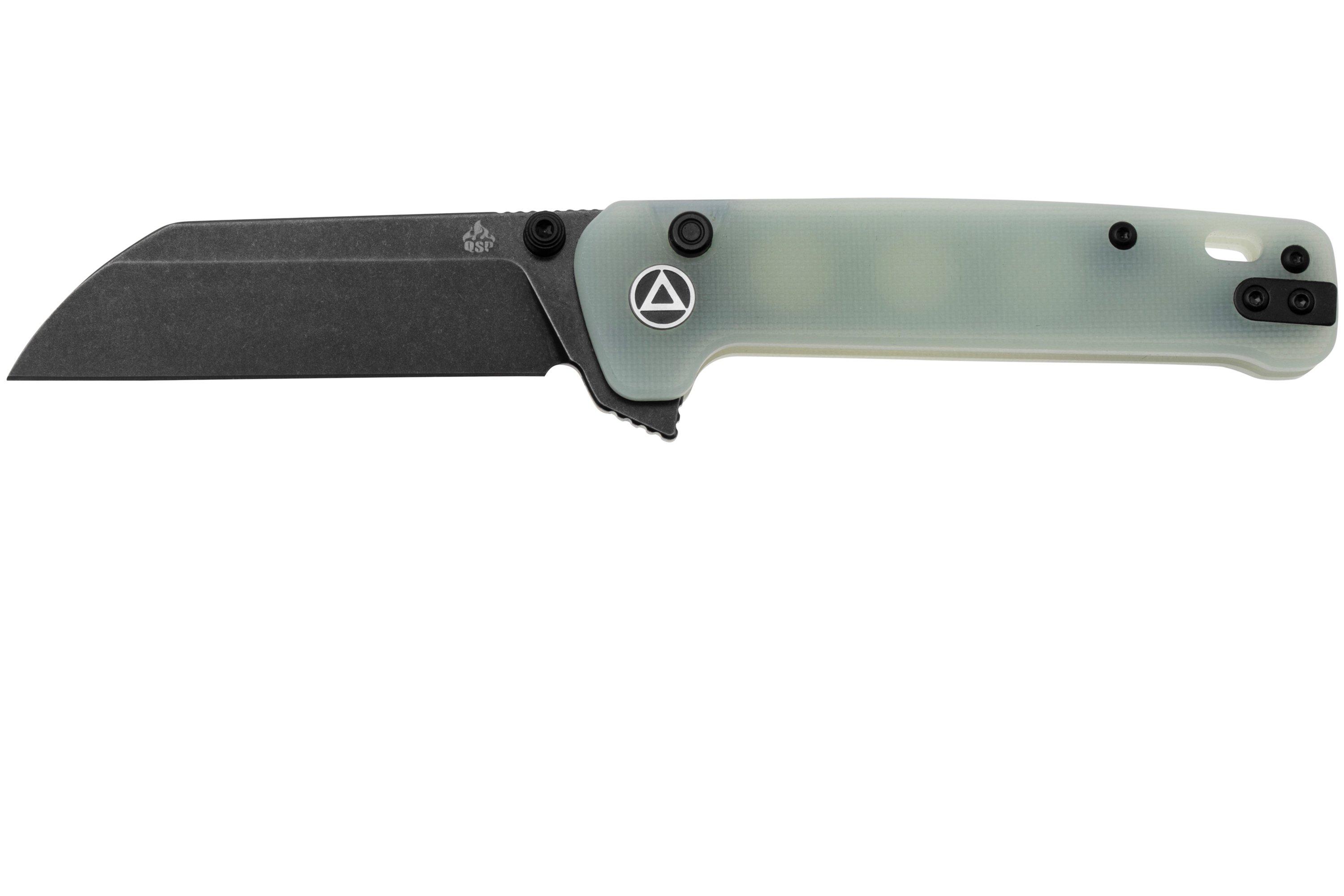 QSP Knife Penguin Button Lock QS130BL-B2 Black, Jade G10, pocket knife ...