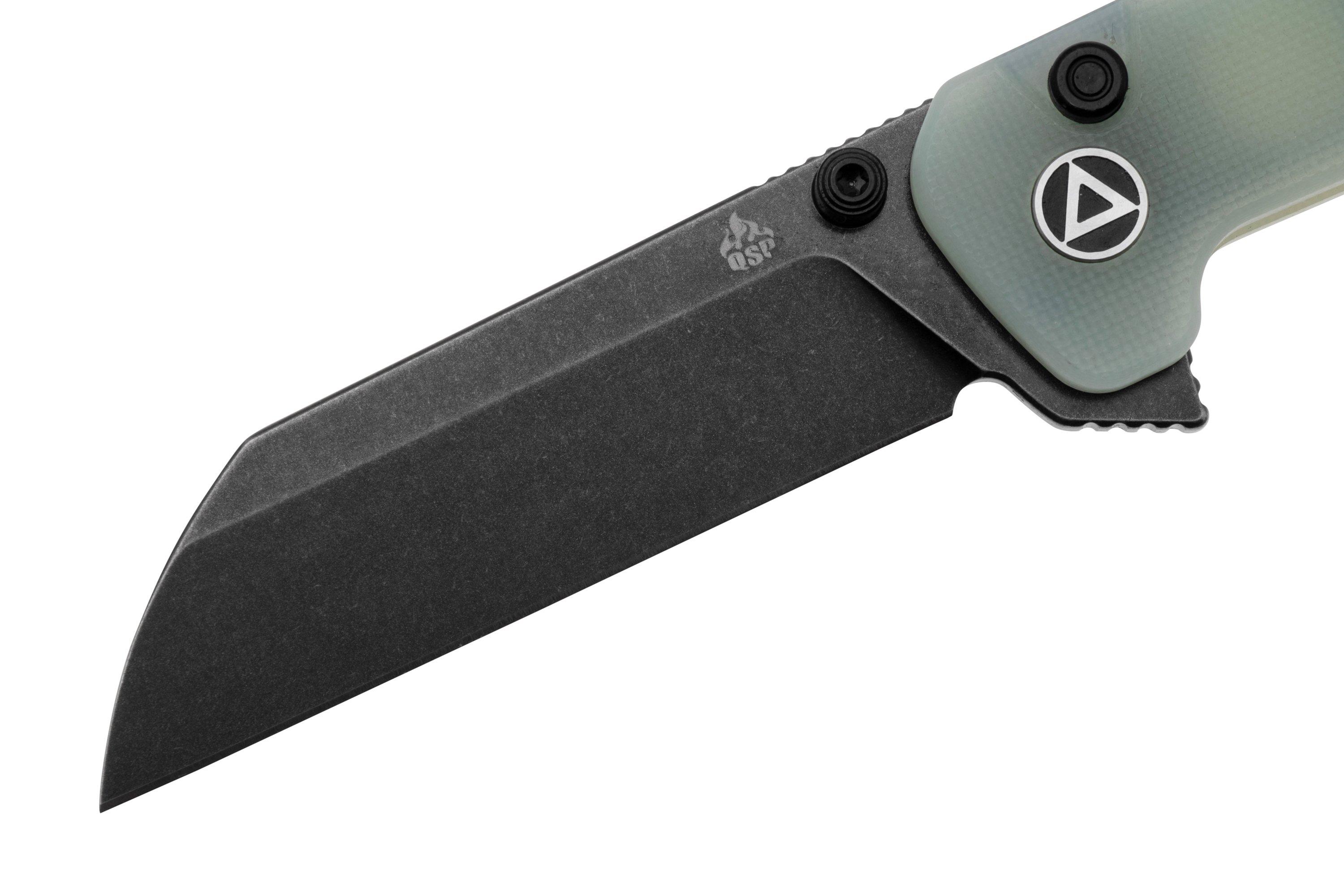QSP Knife Penguin Button Lock QS130BL-B2 Black, Jade G10, pocket knife ...