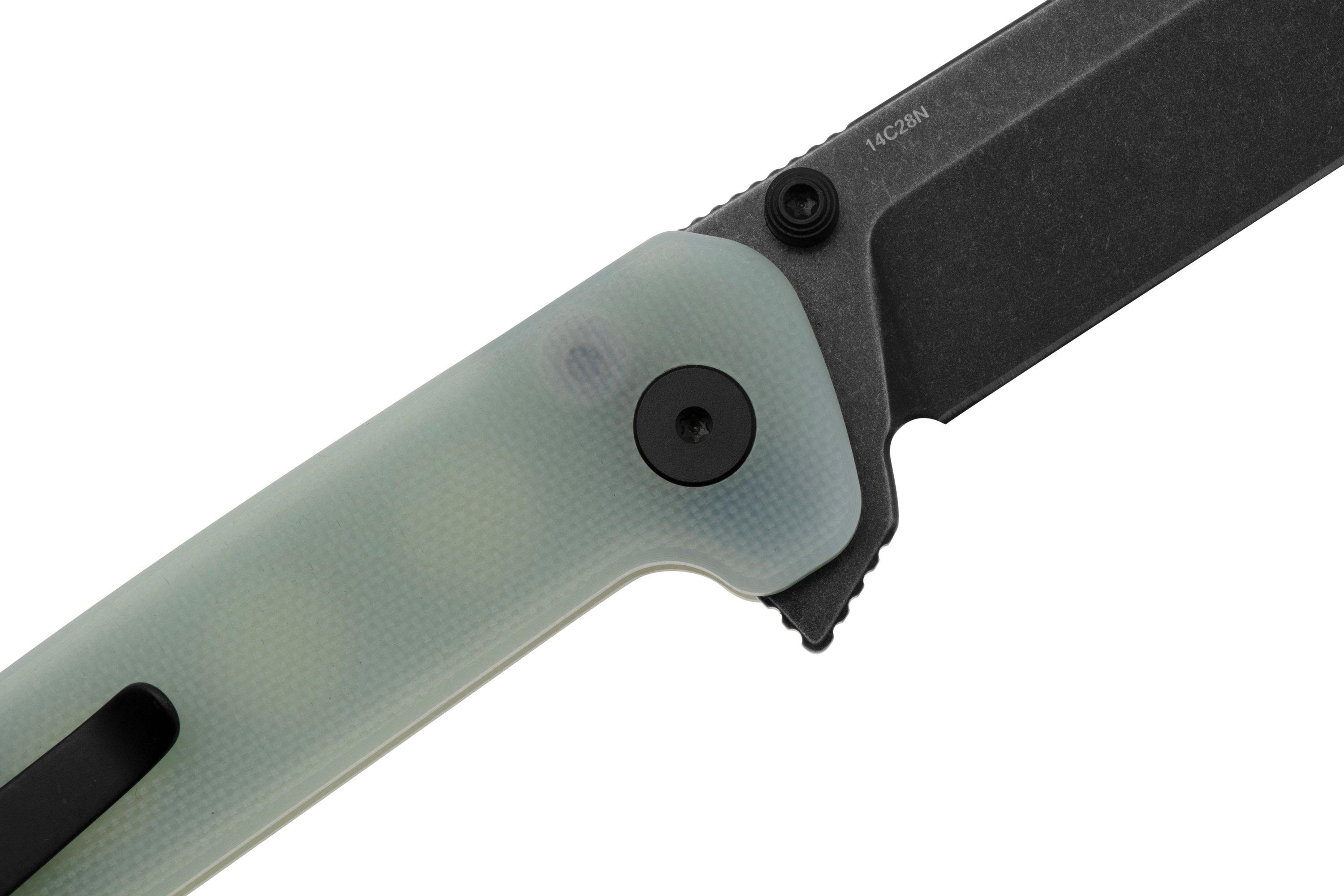 QSP Knife Penguin Button Lock QS130BL-B2 Black, Jade G10, pocket knife ...