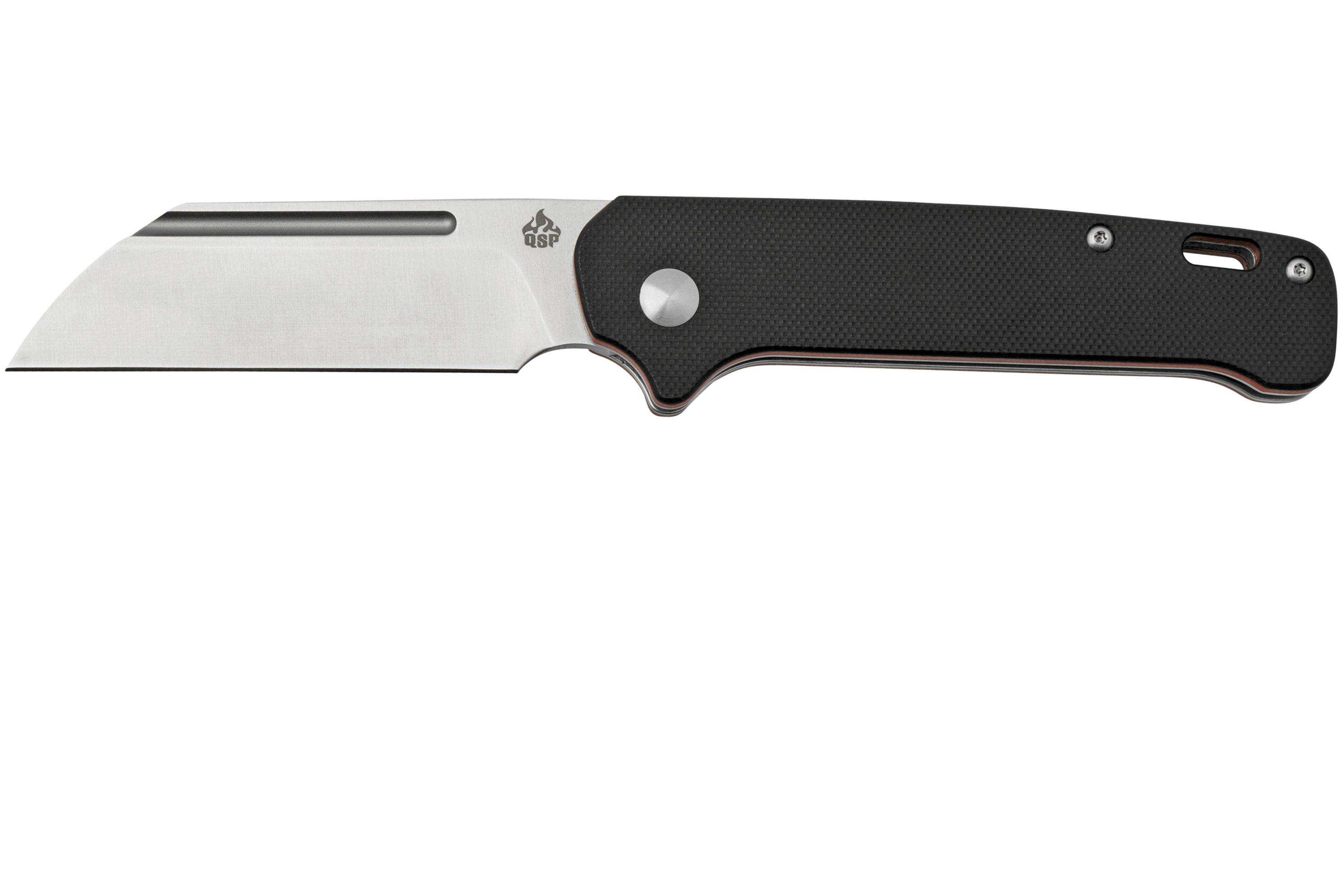 QSP Knife Penguin QS130SJ-B, 14C28N Satin, G10 Red Liner Black ...