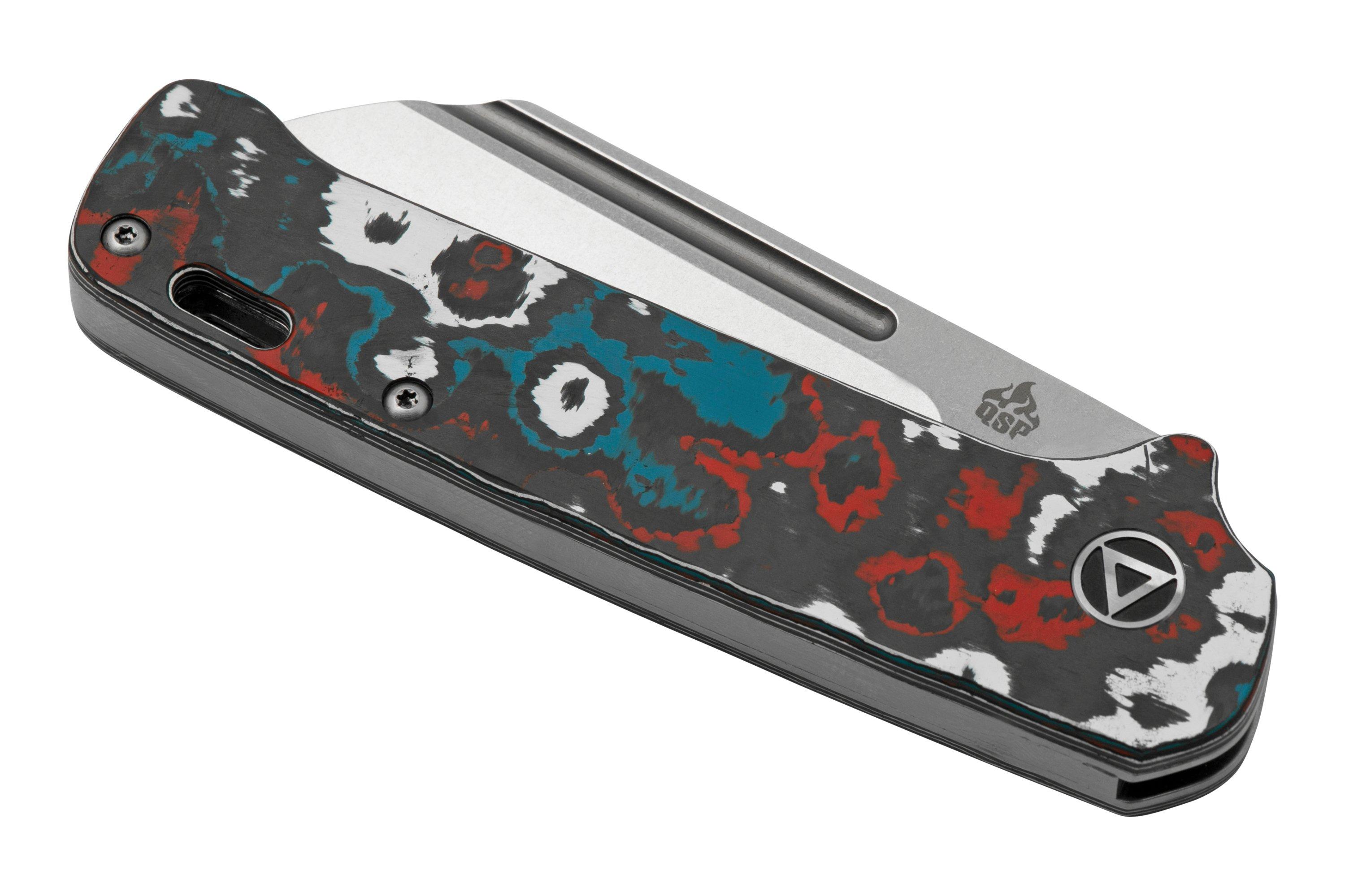 QSP Knife Penguin QS130SJ-F1, CPM 20CV Stonewashed, Fat Carbon Nebula ...