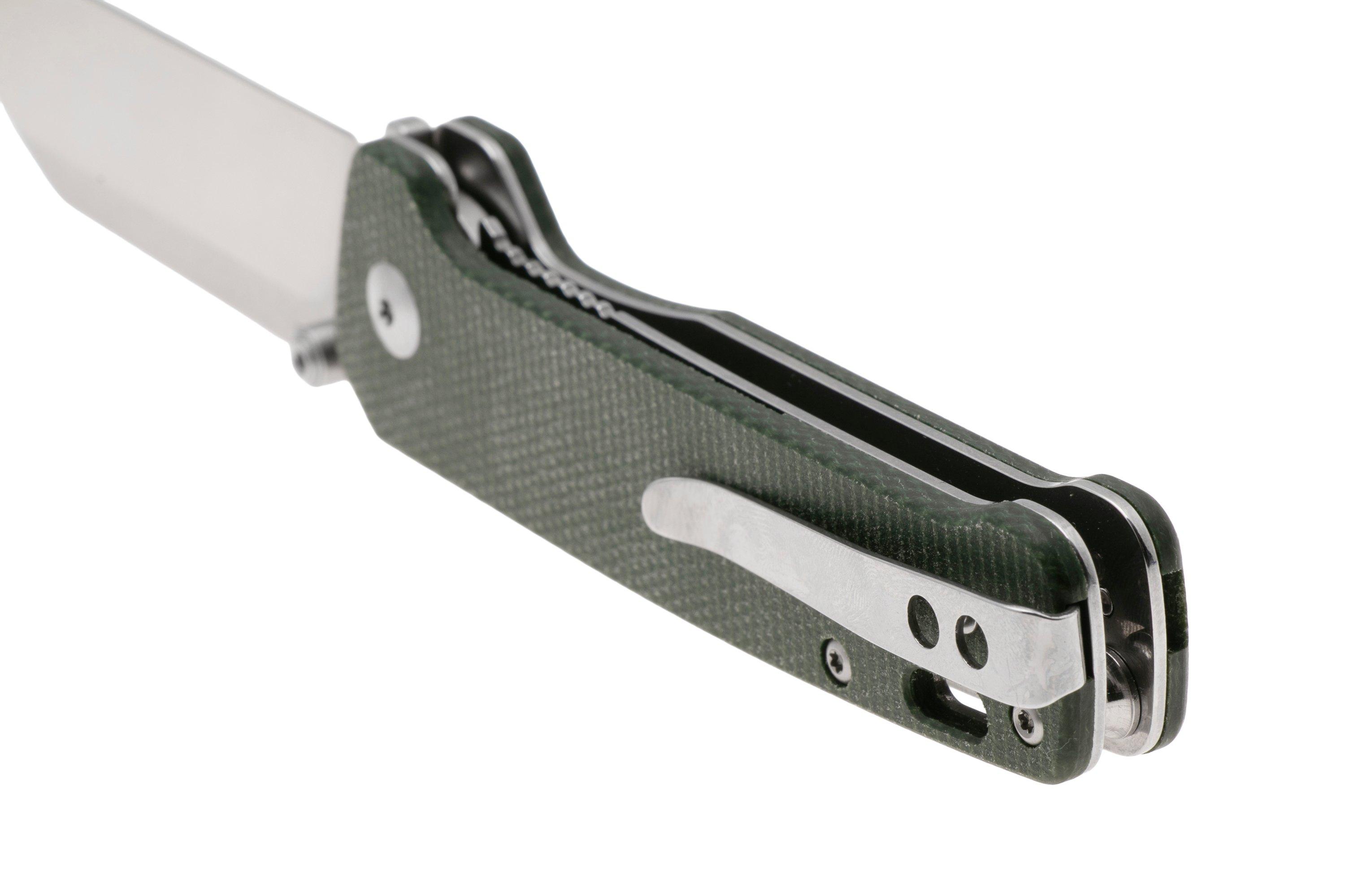 QSP Knife Penguin V2 QS130V2-C1 Two-Tone D2, Green Micarta, pocket ...