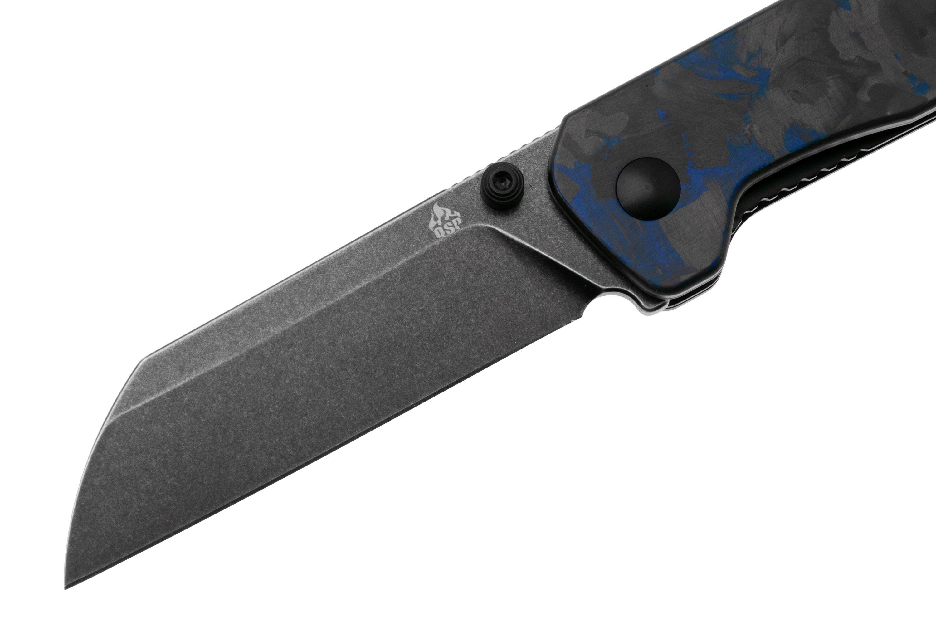 QSP Knife Penguin V2 QS130V2-E2 Blackwashed D2, G10 Shredded Carbon ...