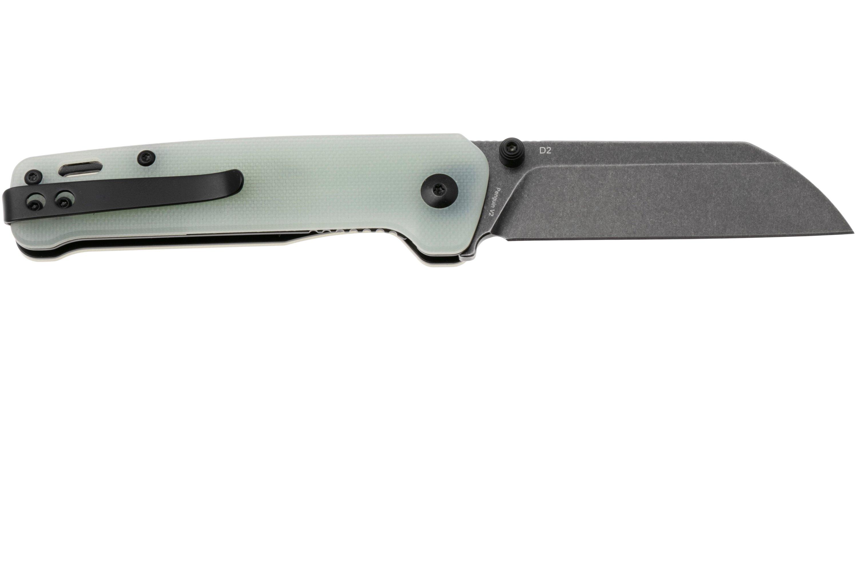 QSP Knife Penguin V2 QS130V2-G2 Blackwashed D2, Jade G10, pocket knife ...