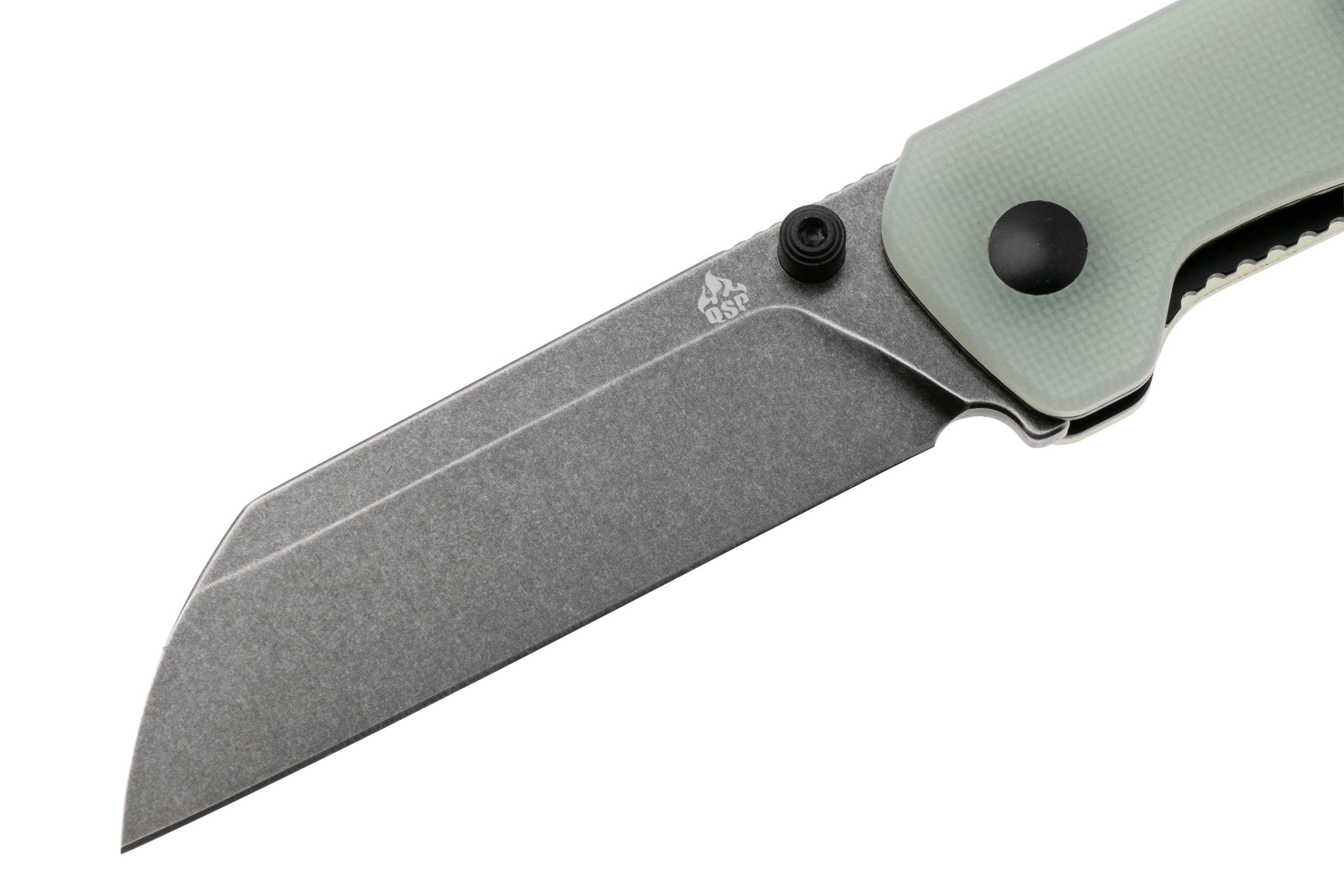 QSP Knife Penguin V2 QS130V2-G2 Blackwashed D2, Jade G10, pocket knife ...