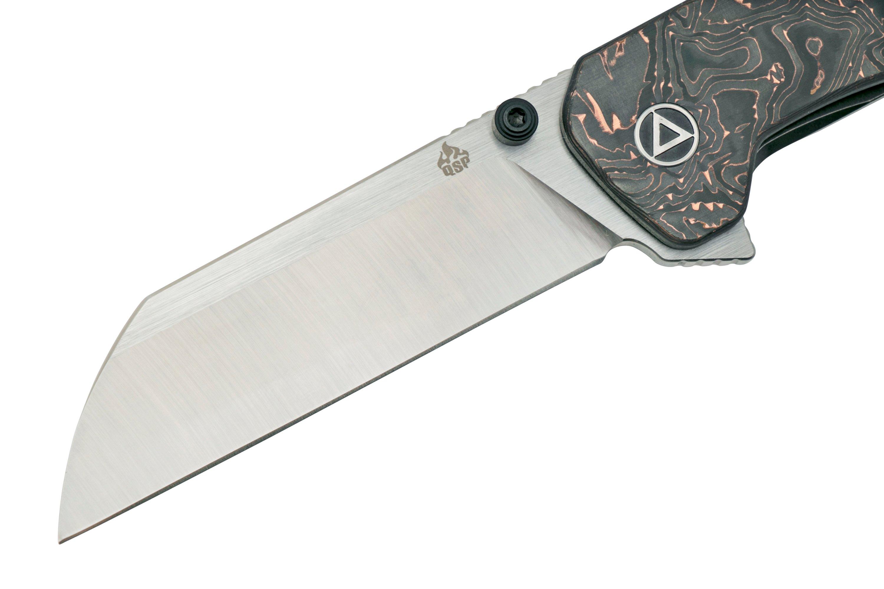 QSP Knife Penguin XL QS130XL-E1, Satin 20CV, Copper Foil Carbon fibre ...