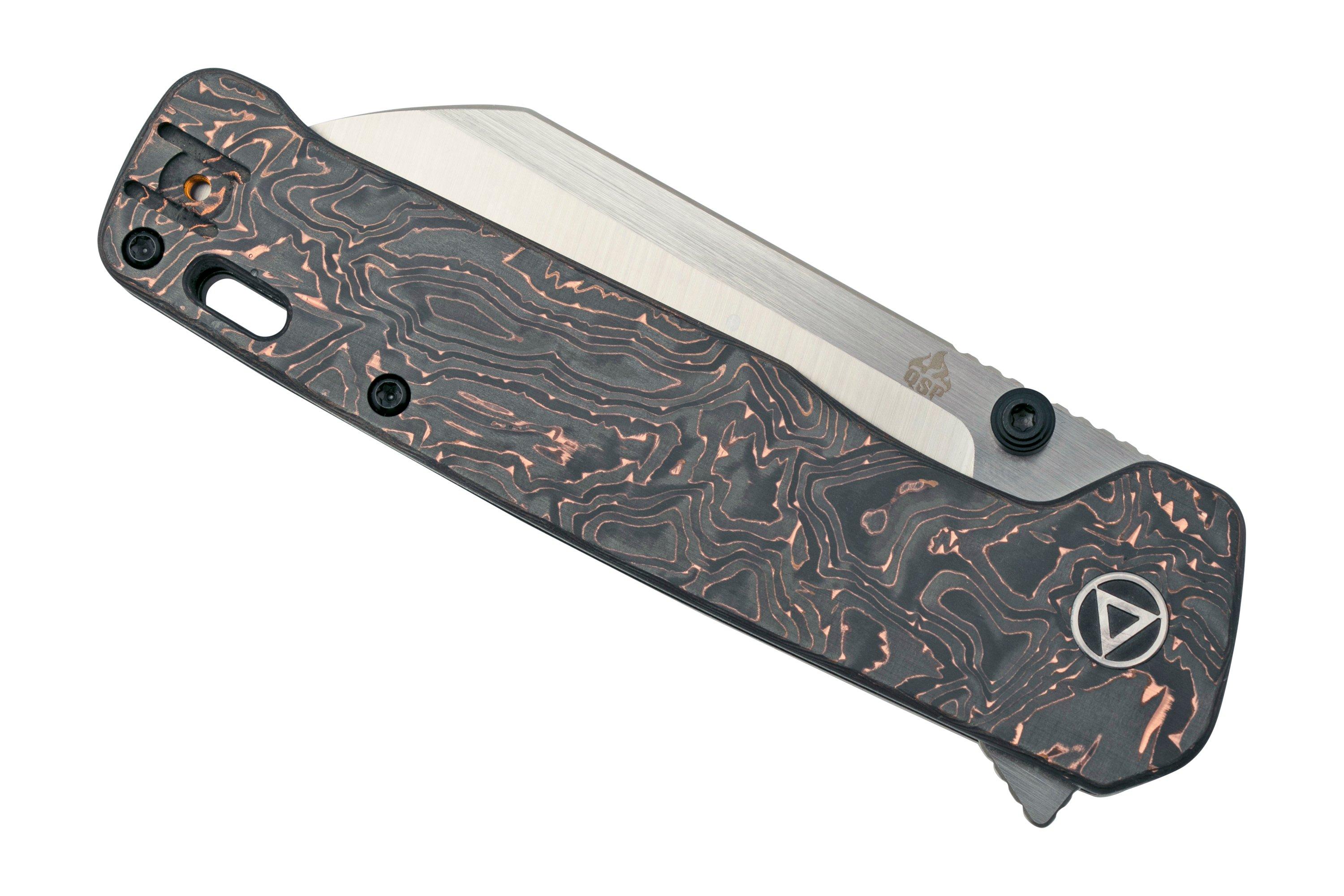 QSP Knife Penguin XL QS130XL-E1, Satin 20CV, Copper Foil Carbon fibre ...