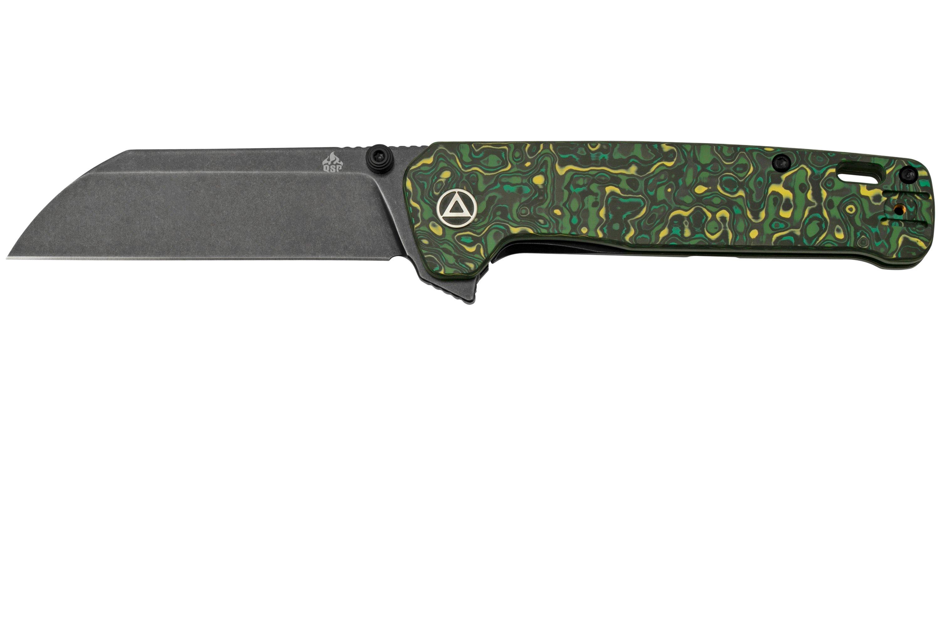 QSP Knife Penguin Plus QS130XL-F2, CPM 20CV Black, Carbon Fiber Yellow ...