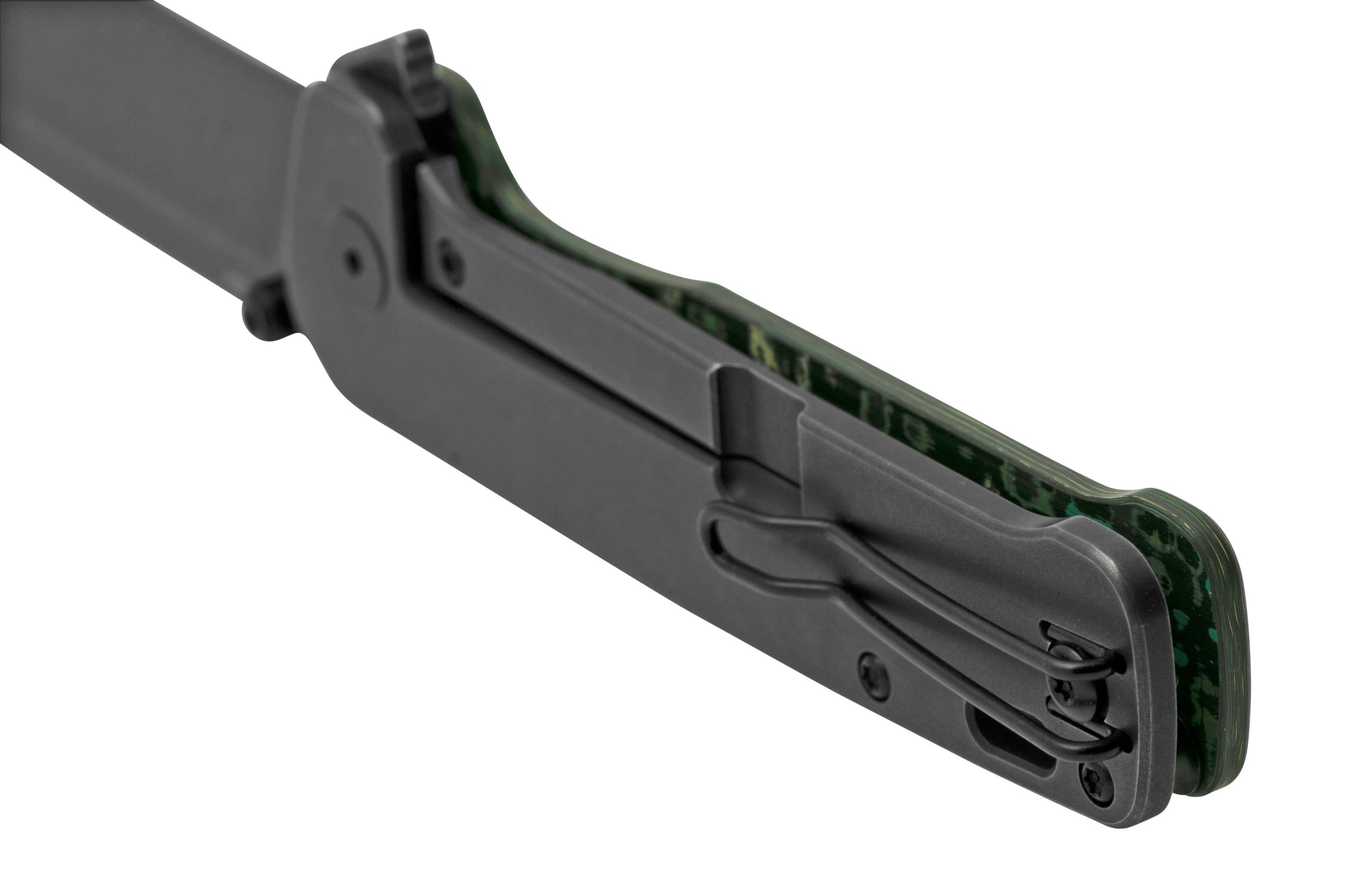 QSP Knife Penguin Plus QS130XL-F2, CPM 20CV Black, Carbon Fiber Yellow ...