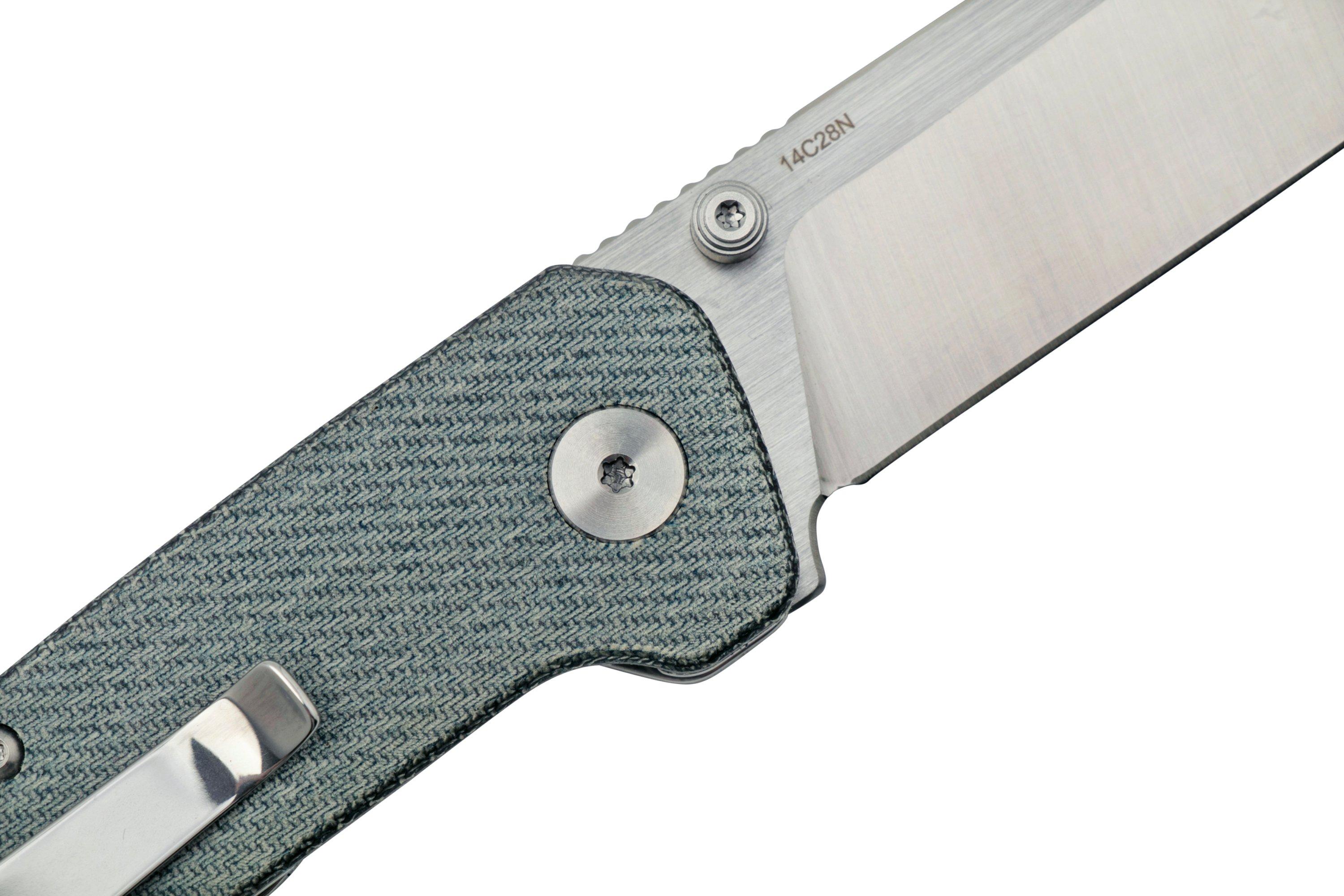 QSP Knife Penguin Mini QS130XS-B, Satin 14C28N, Denim Micarta pocket ...