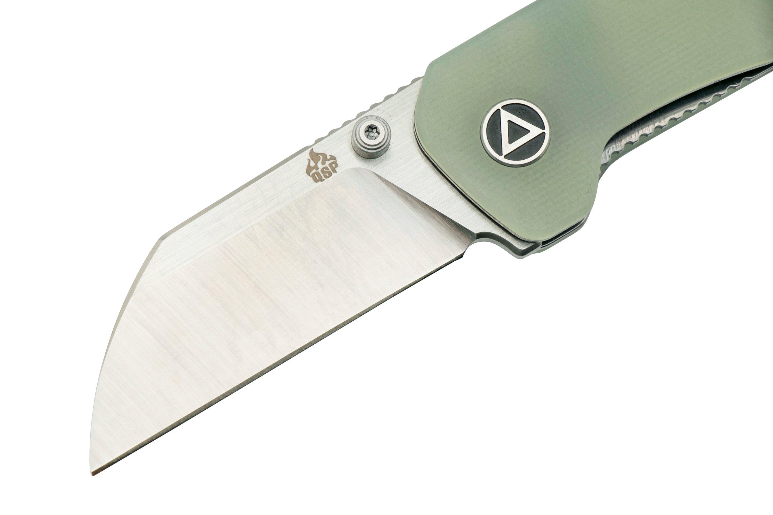 QSP Knife Penguin Mini QS130XS-F1, Satin 14C28N, Natural G10 pocket ...