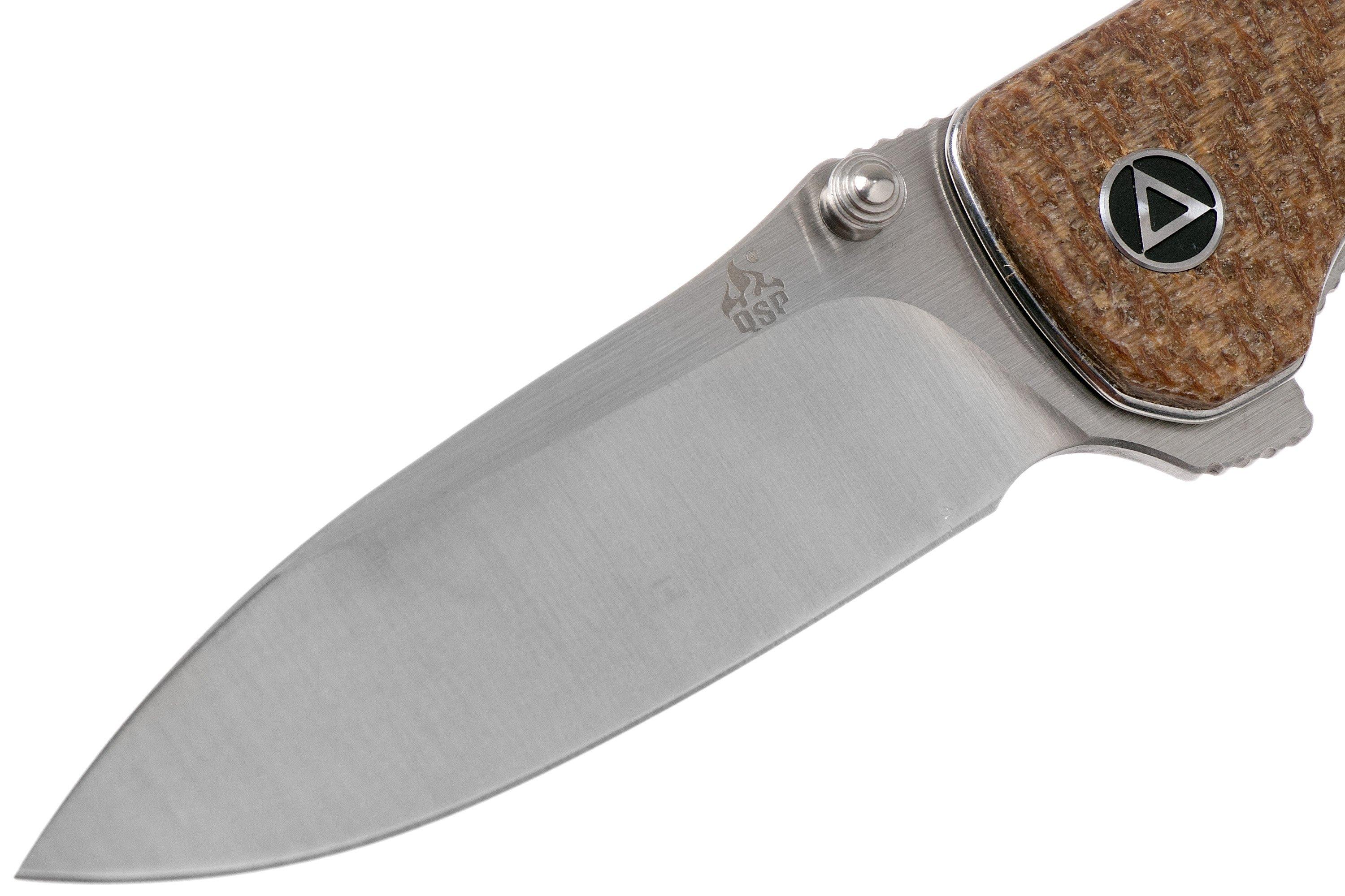 QSP Knife Hawk QS131-G Brown Micarta pocket knife | Advantageously ...