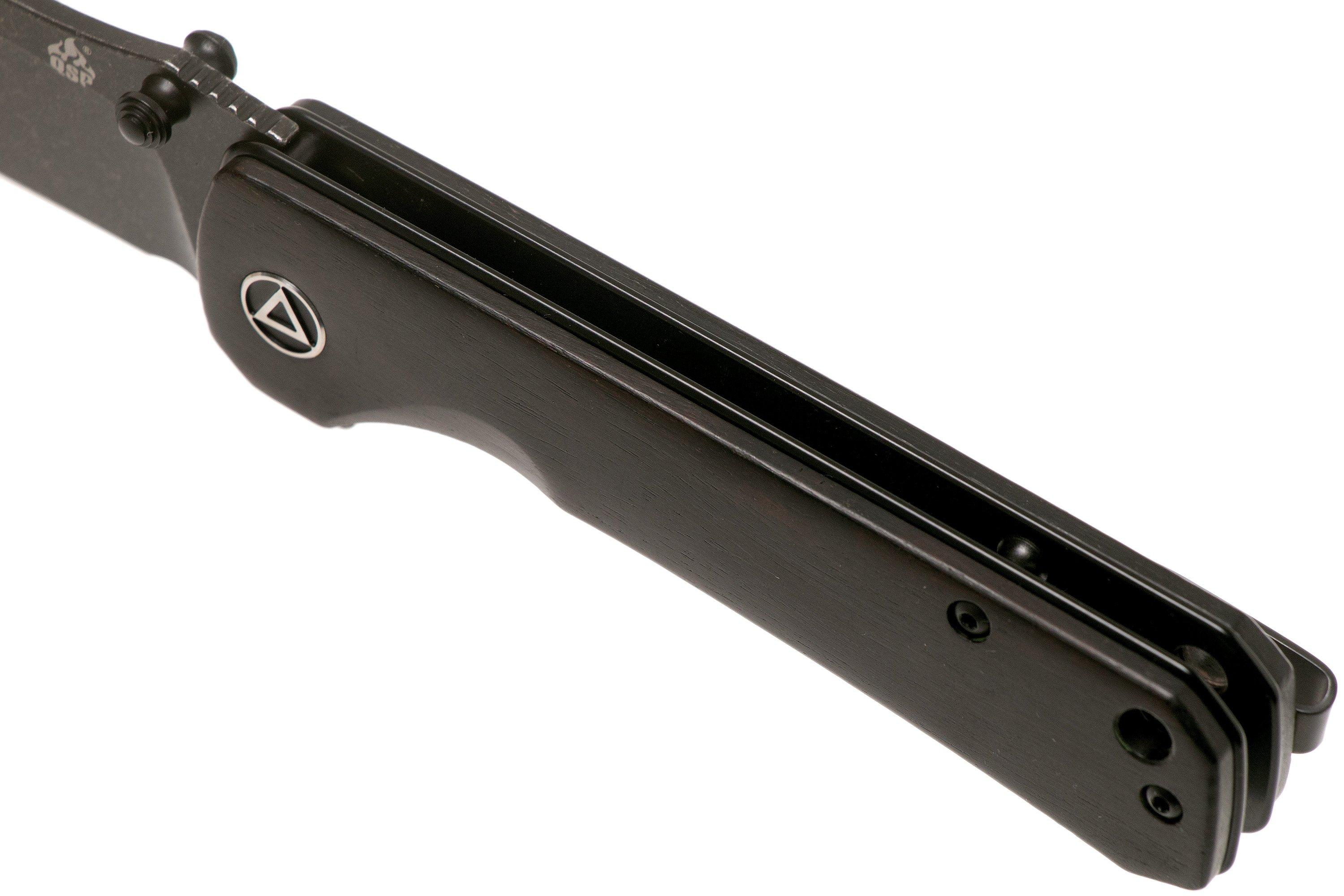 QSP Knife Hawk QS131-P2 Ebony Wood, Blackwashed, pocket knife ...