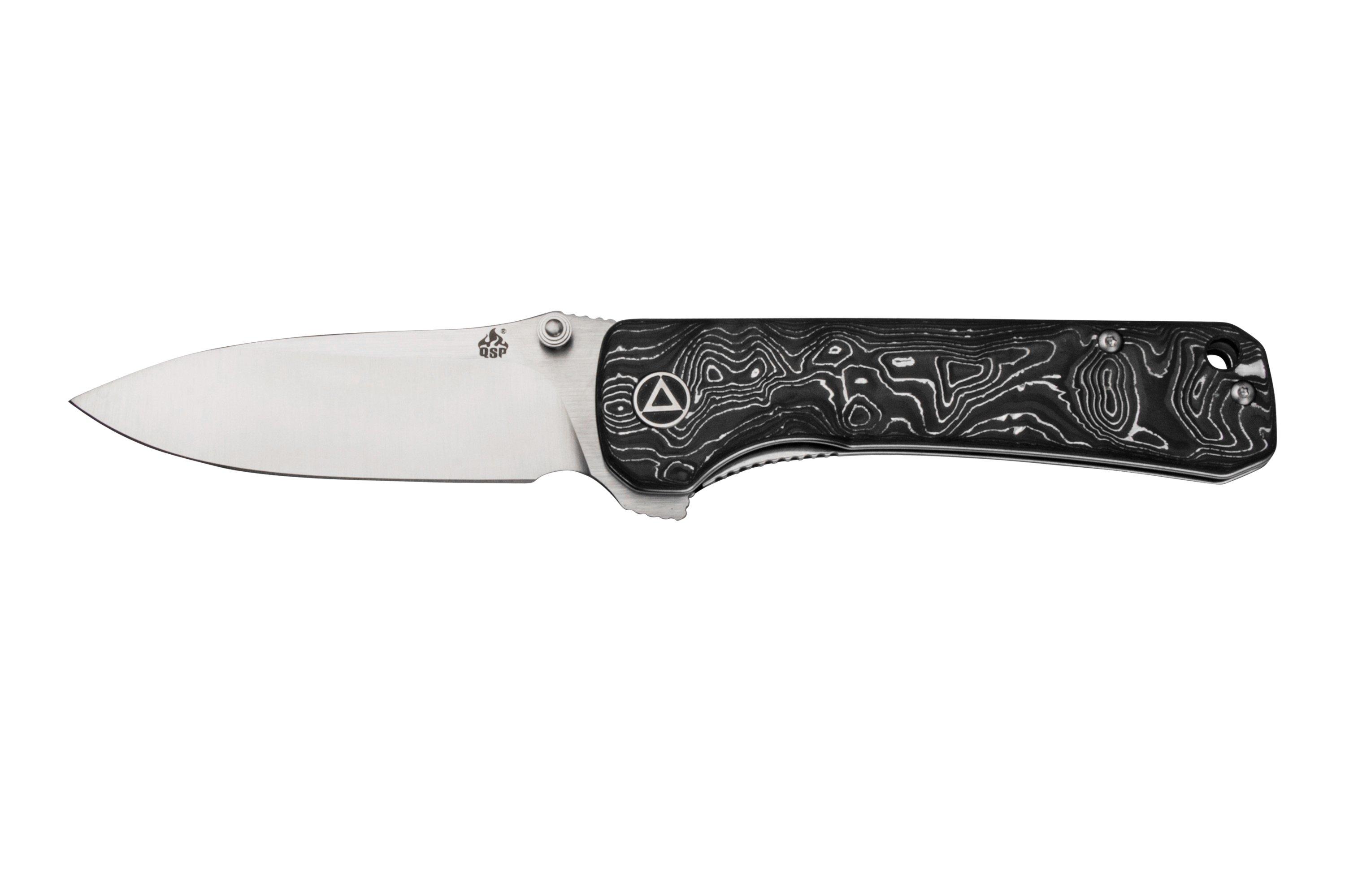 QSP Knife Hawk QS131-S Satin, Aluminum Foil Carbonfiber zakmes ...