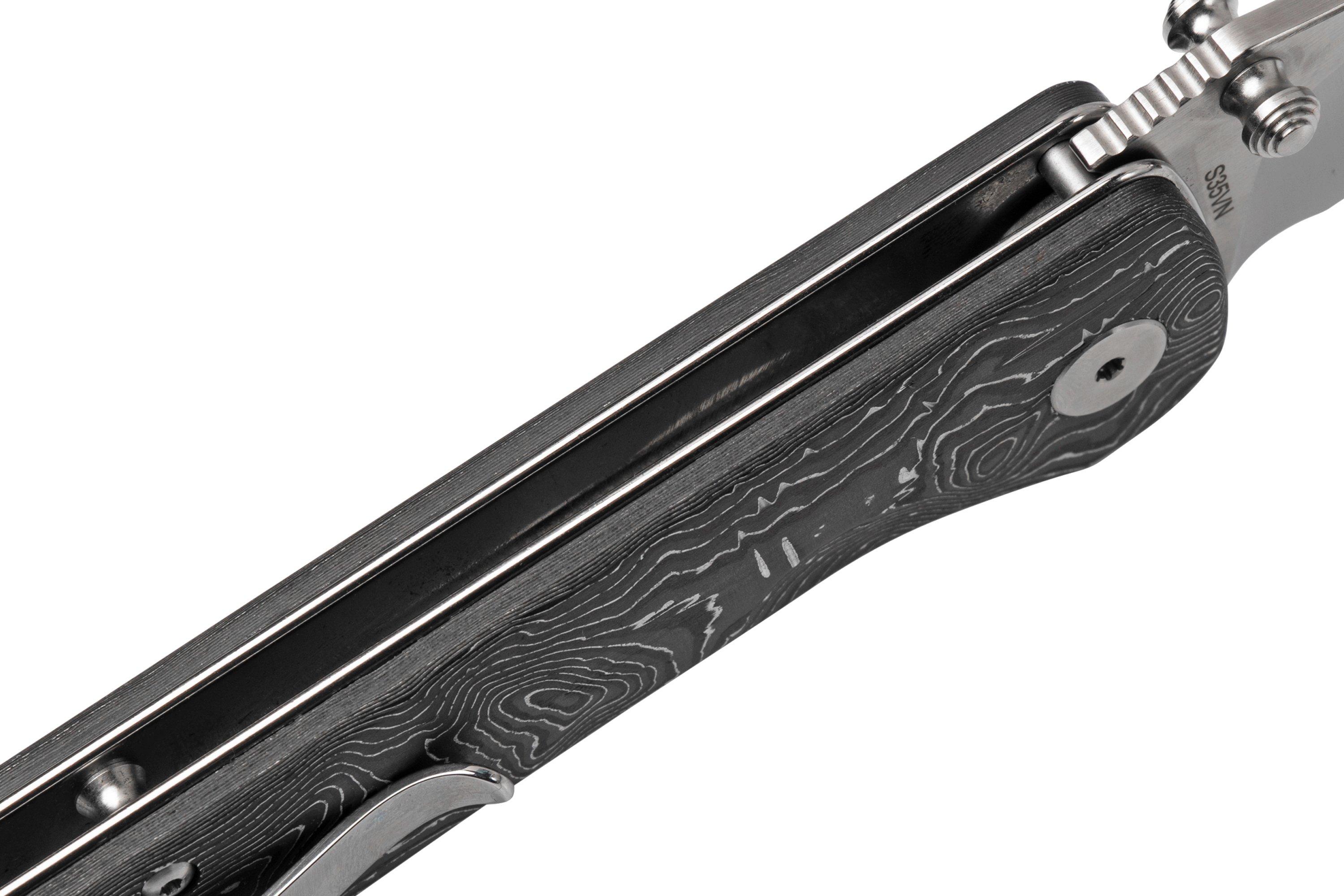 QSP Knife Hawk QS131-R Damascus, Copper Foil Carbon fibre pocket knife ...