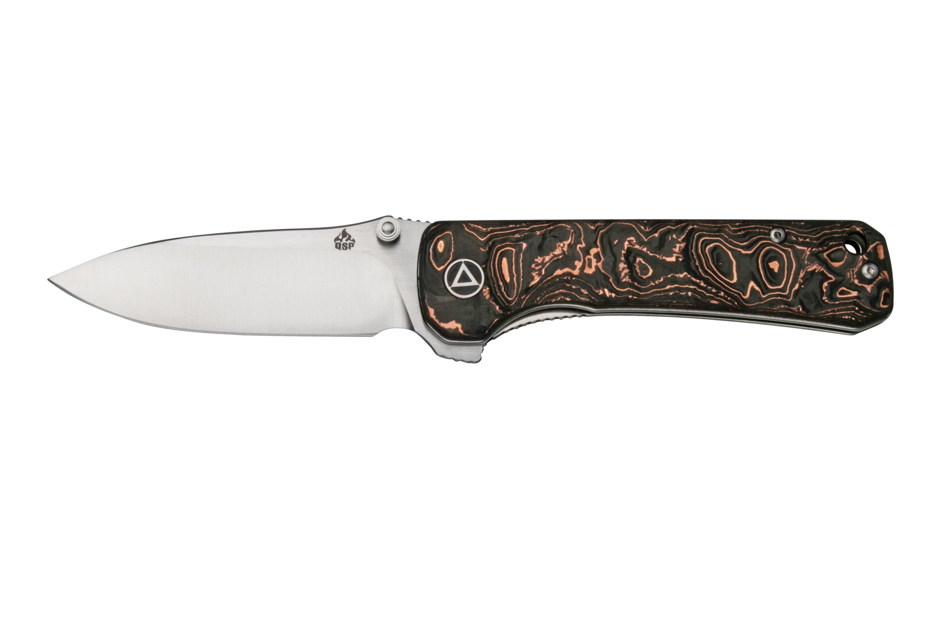 QSP Knife Hawk QS131-T Satin, Copper Foil Carbonfiber zakmes ...