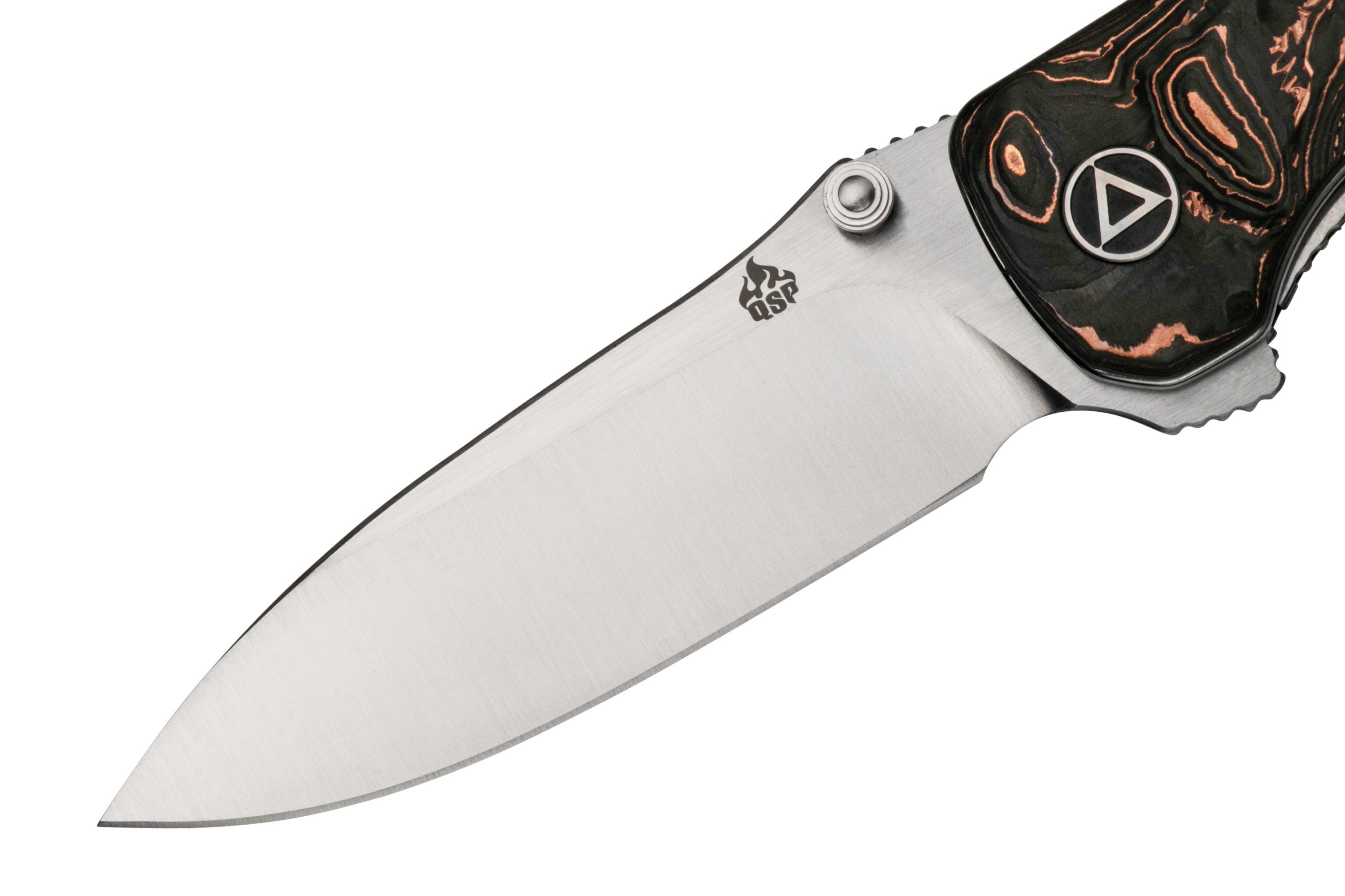 QSP Knife Hawk QS131-T Satin, Copper Foil Carbon fibre pocket knife ...