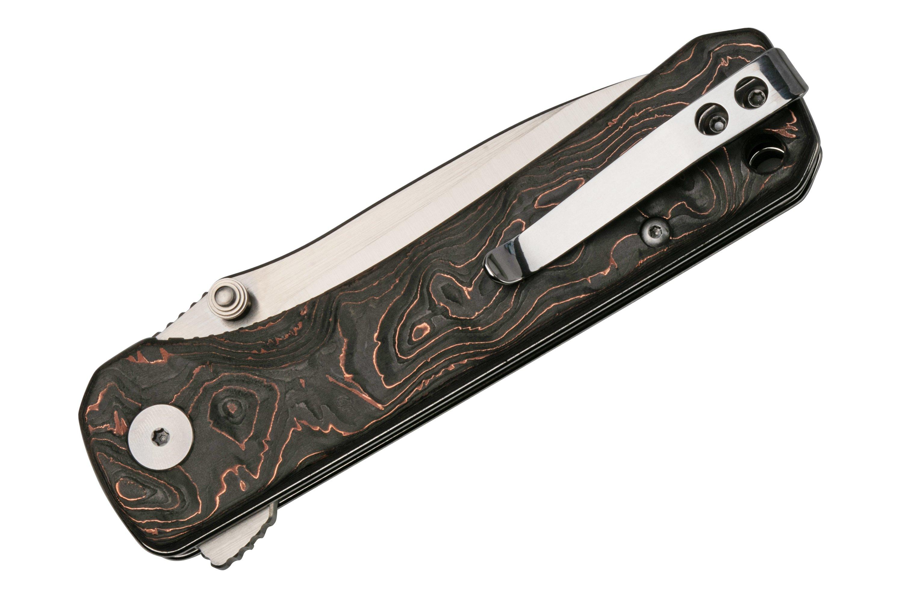 QSP Knife Hawk QS131-T Satin, Copper Foil Carbon fibre pocket knife ...