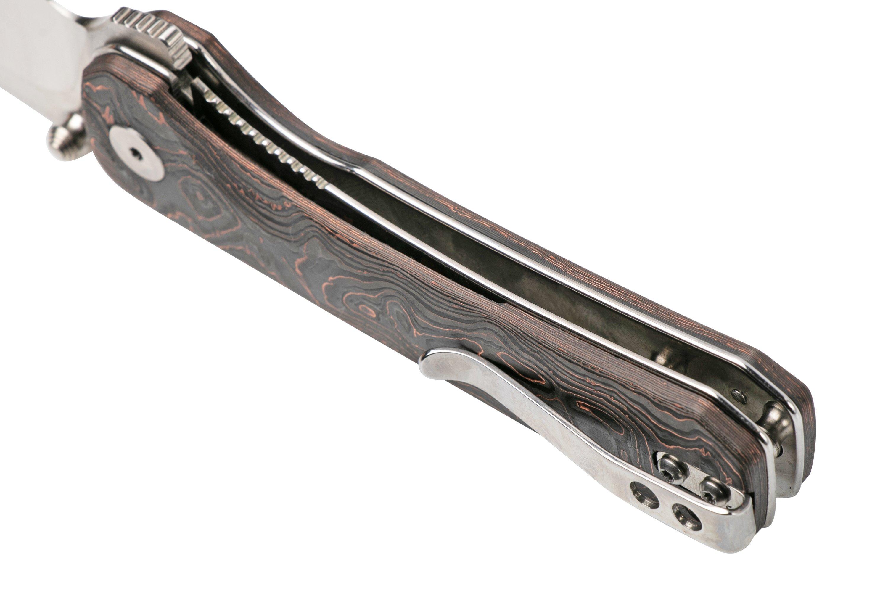 QSP Knife Hawk QS131-T Satin, Copper Foil Carbon fibre pocket knife ...