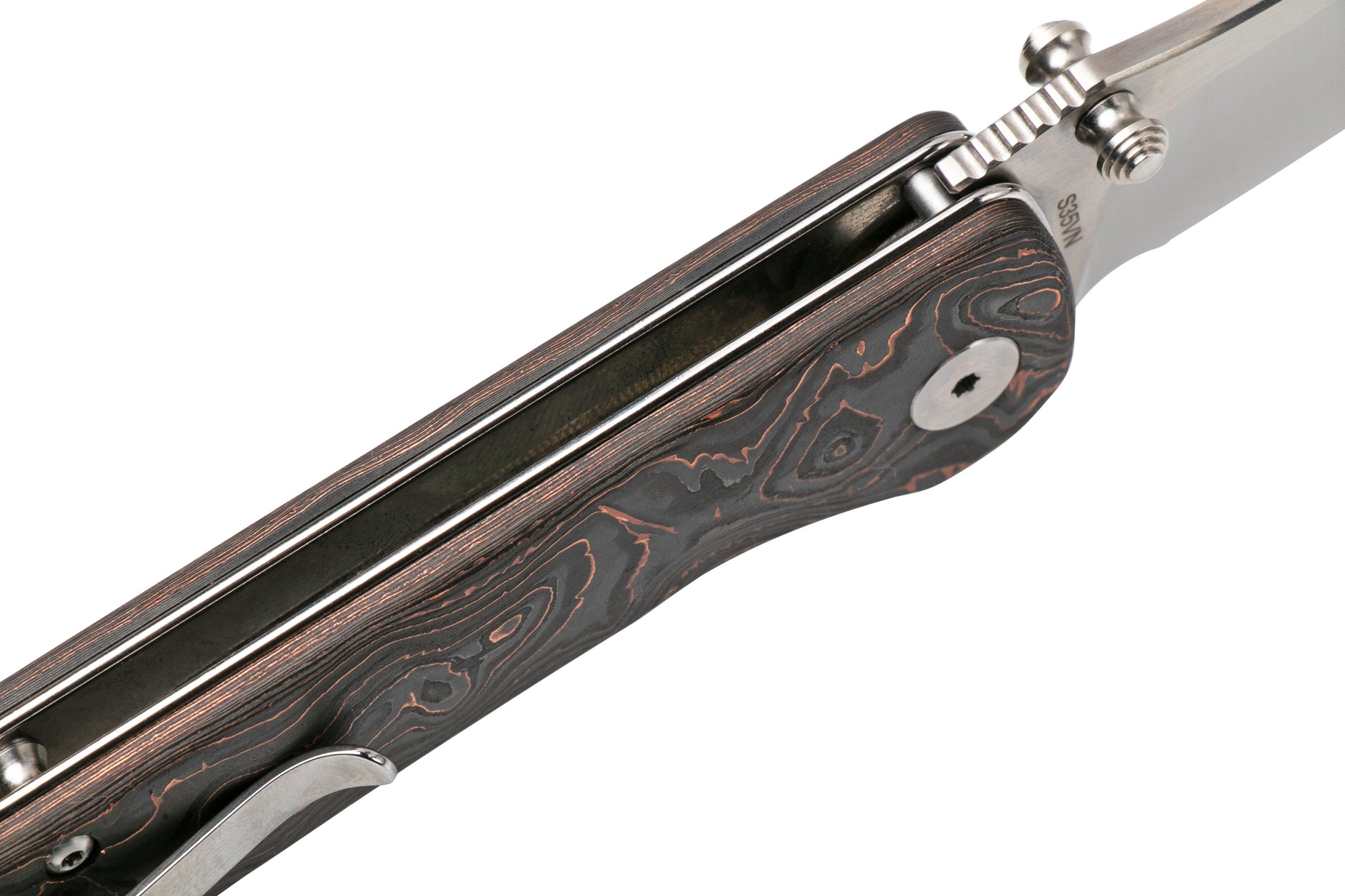 QSP Knife Hawk QS131-T Satin, Copper Foil Carbon fibre pocket knife ...