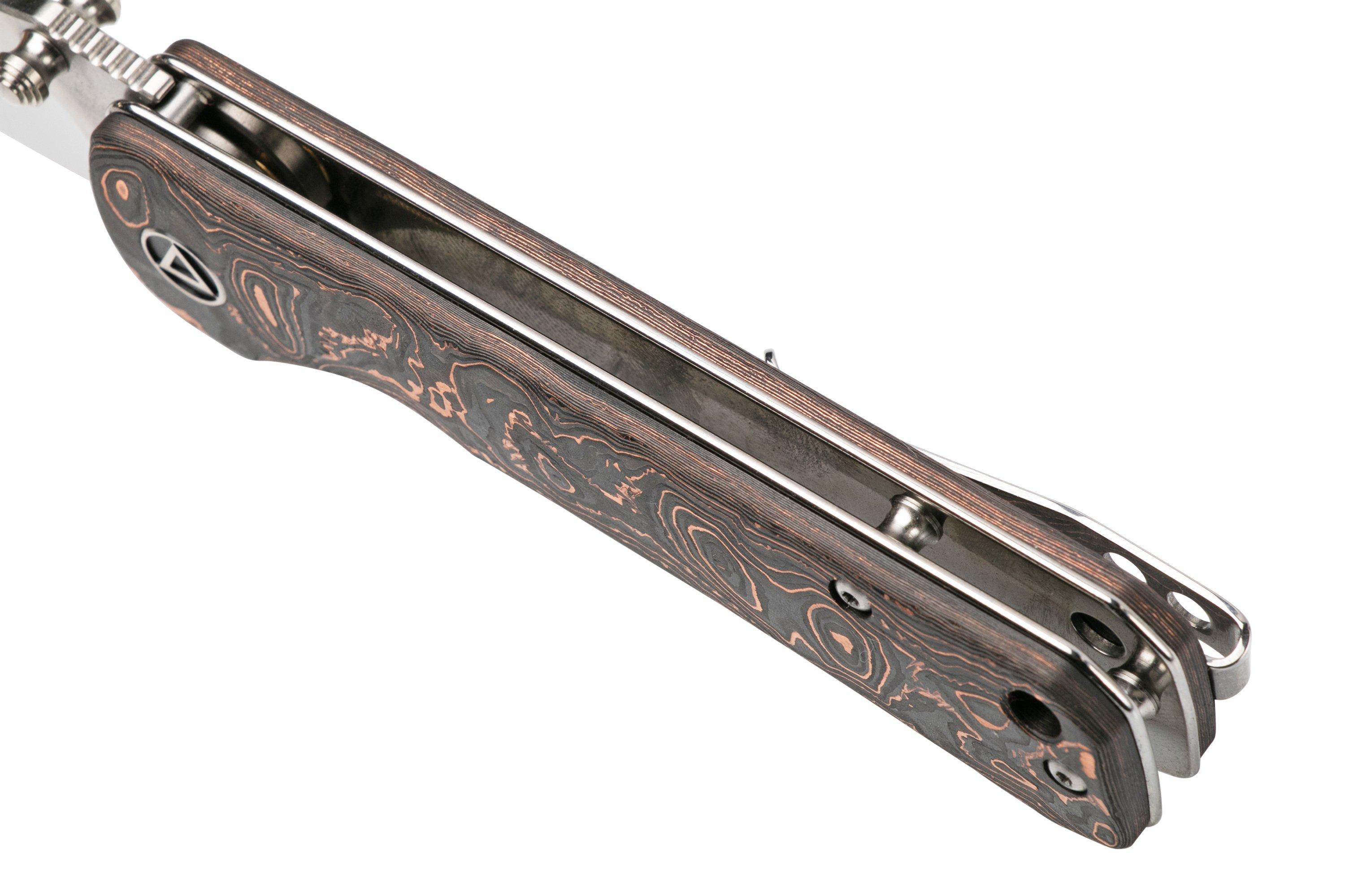 QSP Knife Hawk QS131-T Satin, Copper Foil Carbon fibre pocket knife ...