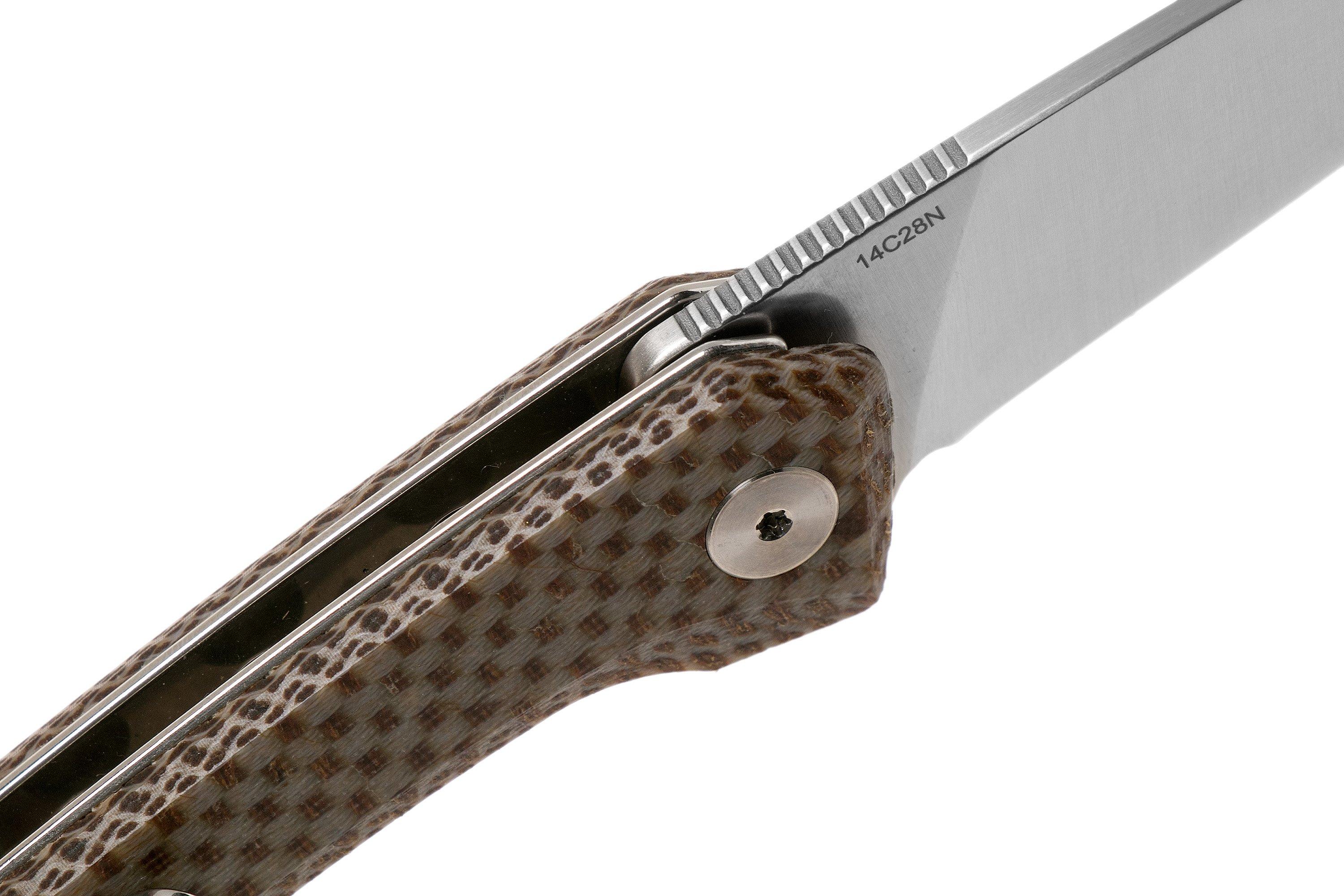 QSP Knife Leopard QS135-D Brown Texture Micarta, Satin, navalha ...