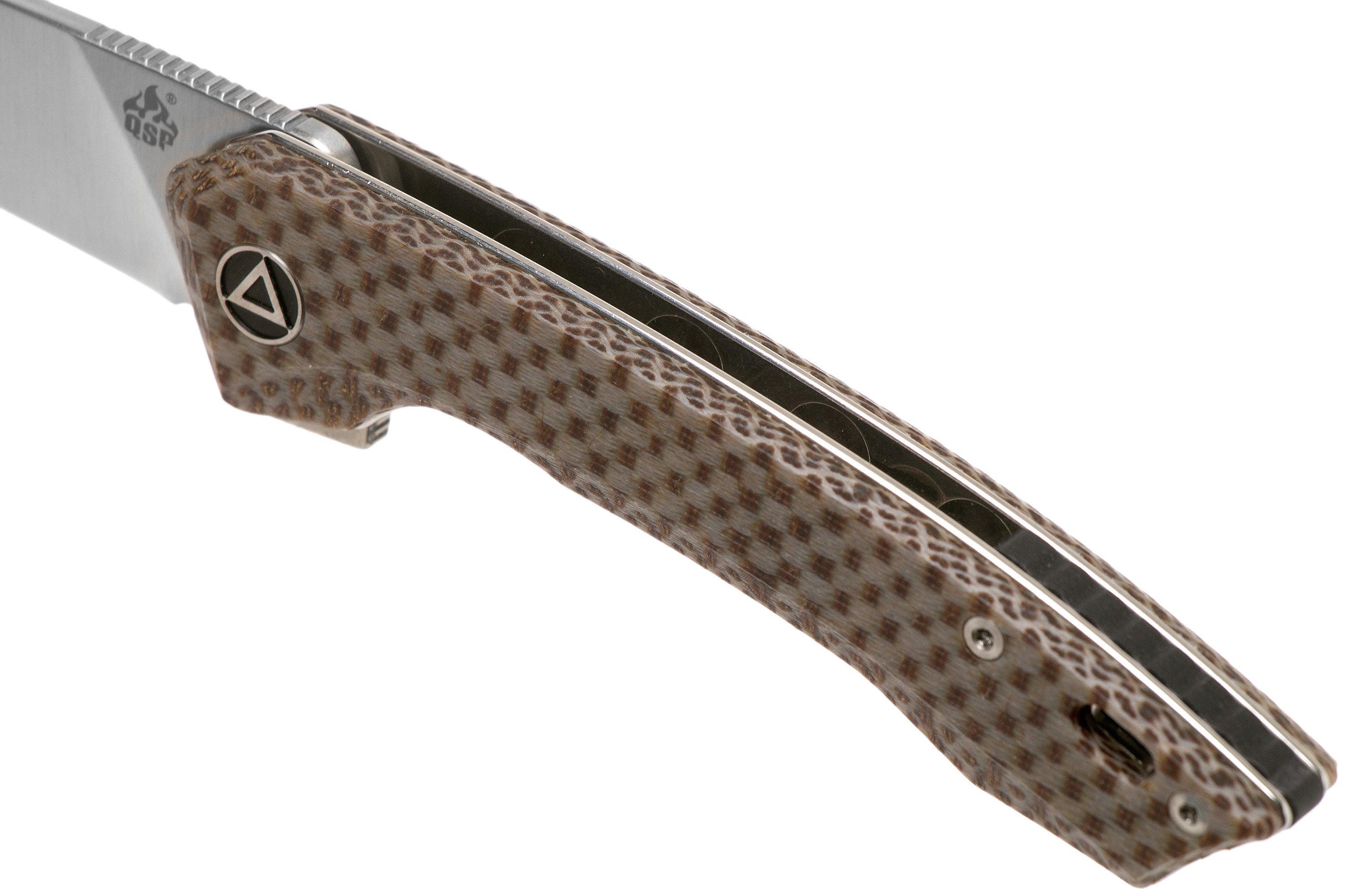 QSP Knife Leopard QS135-D Brown Texture Micarta, Satin, coltello da ...