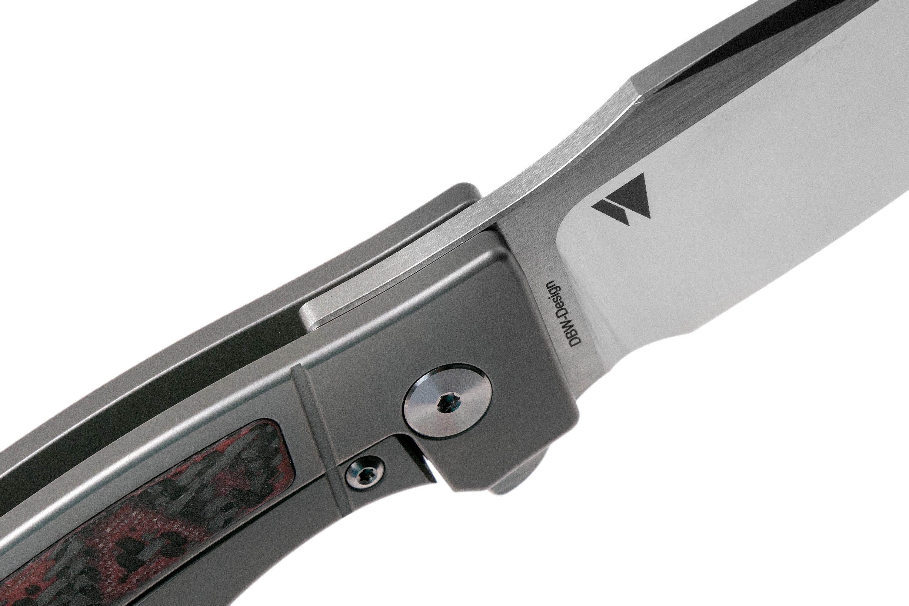 QSP Knife Legatus QS136-B Carbon fibre. Red G10 gentleman's knife, DBW ...