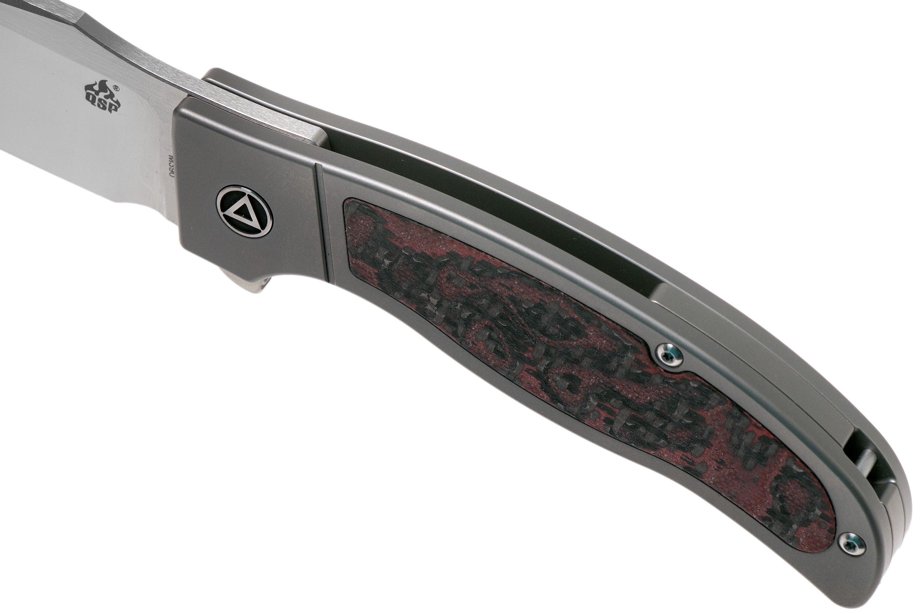 QSP Knife Legatus QS136-B Carbon fibre. Red G10 gentleman's knife, DBW ...