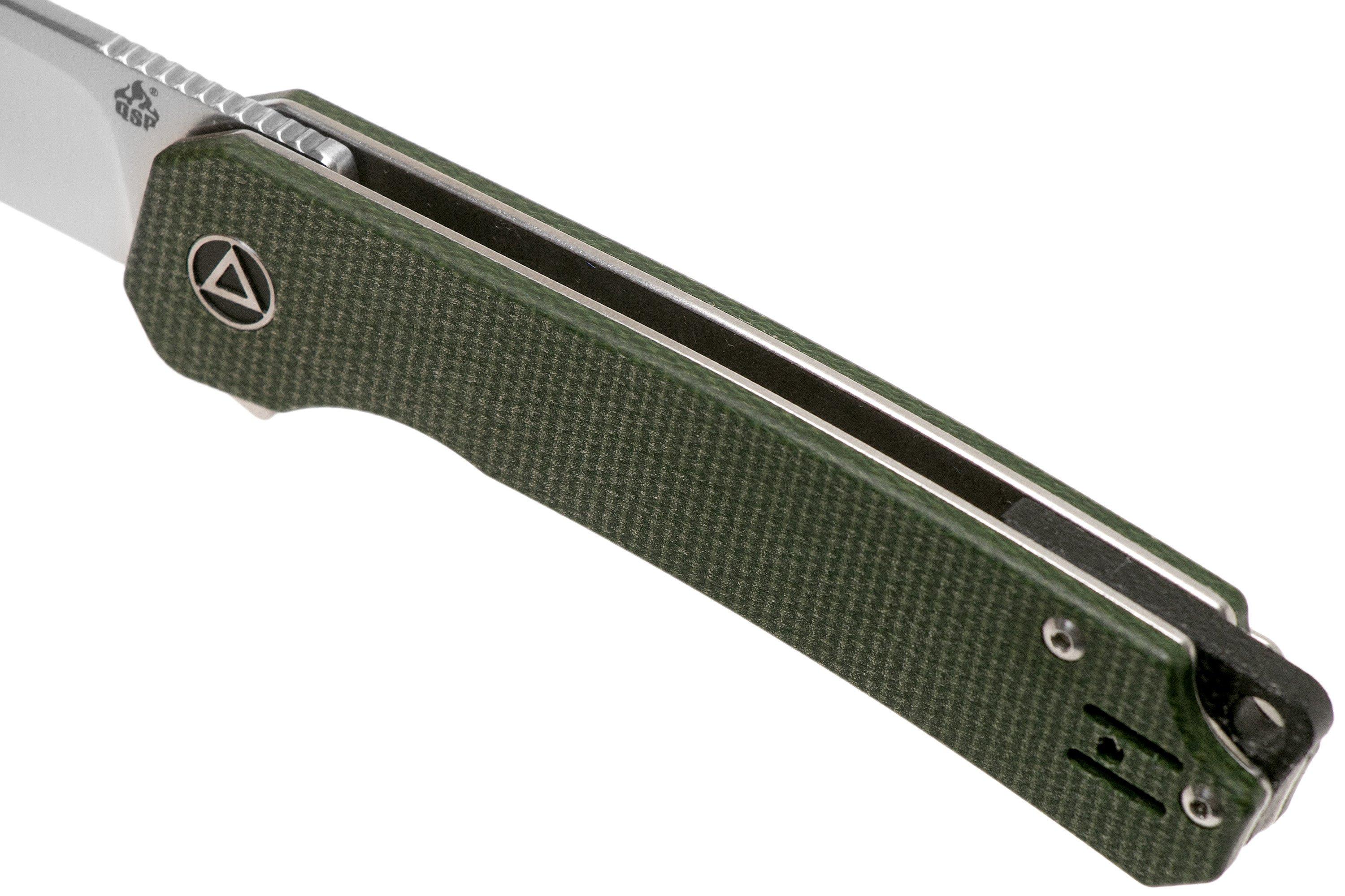 QSP Knife Osprey QS139-C Green Micarta, Satin, pocket knife ...