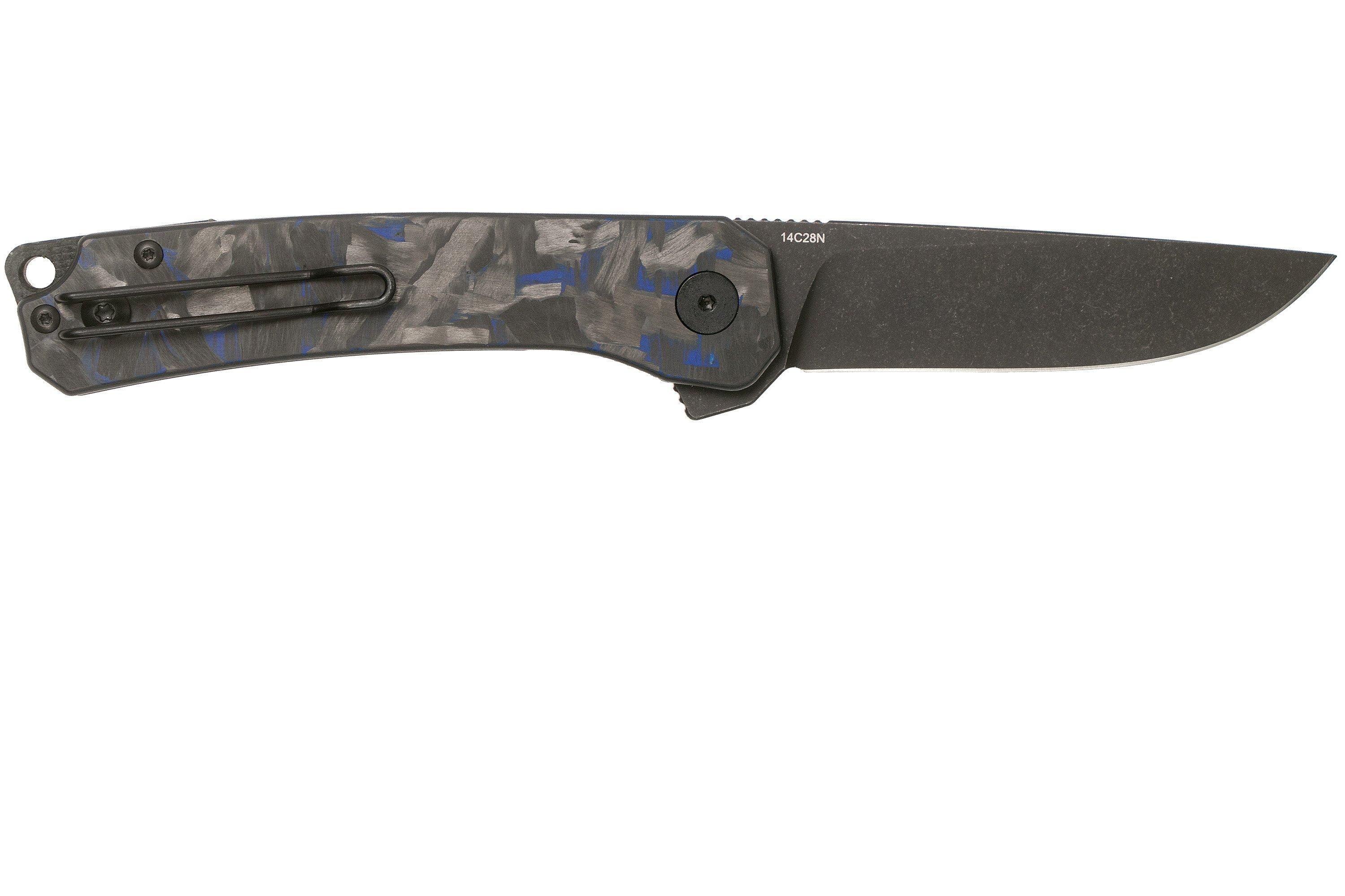 QSP Knife Osprey QS139-G2 Blue Shredded Carbon fibre, Blackwashed ...