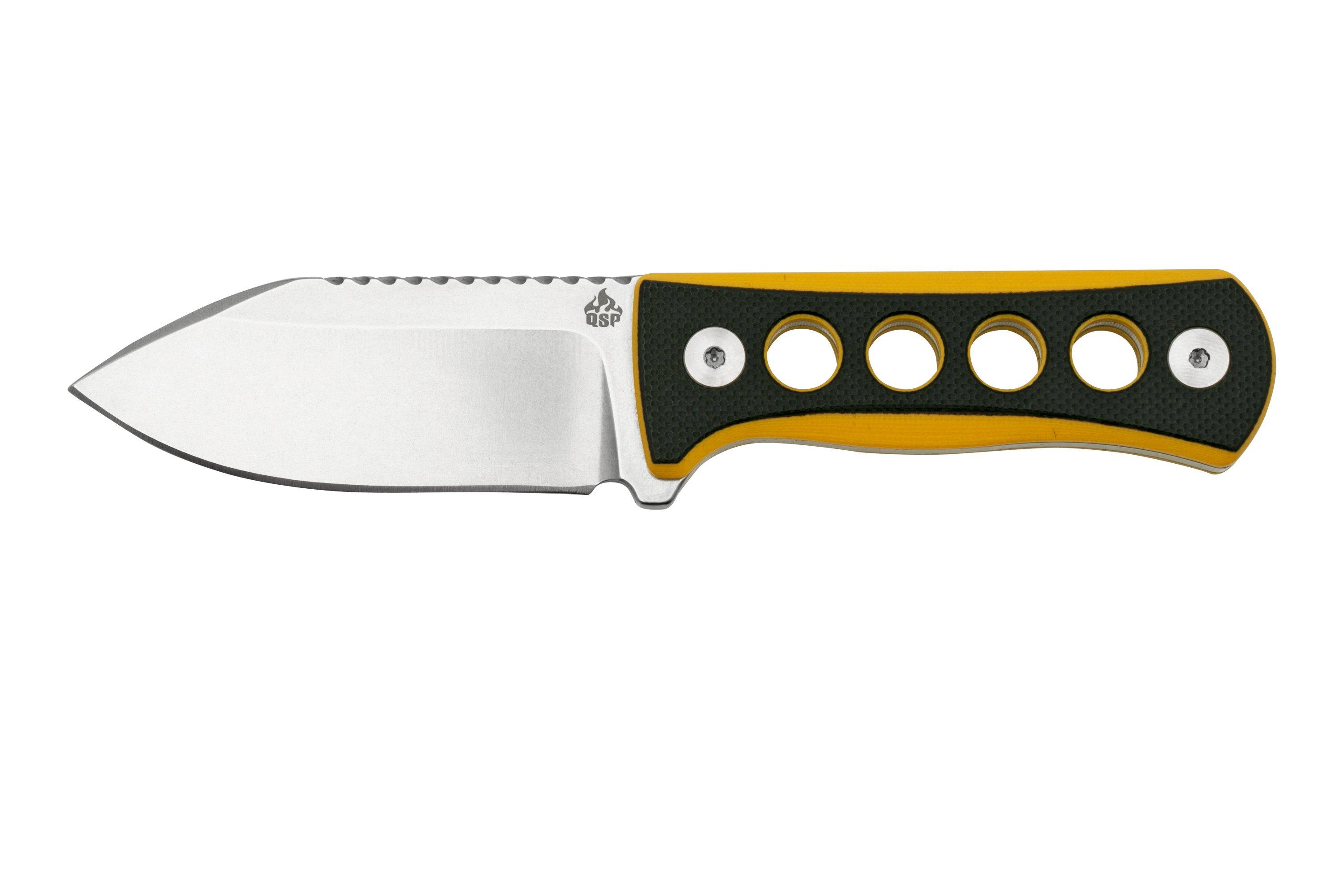 QSP Knife Canary QS141-A1 Stonewashed, Black Yellow G10, neck knife ...