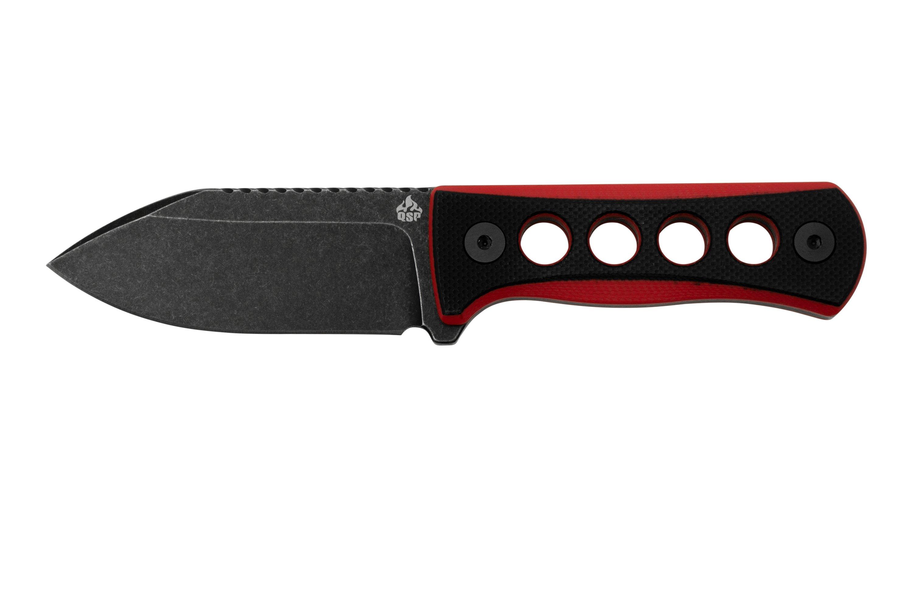 QSP Knife Canary QS141-B2 Blackwashed, Black Red G10, neck knife ...