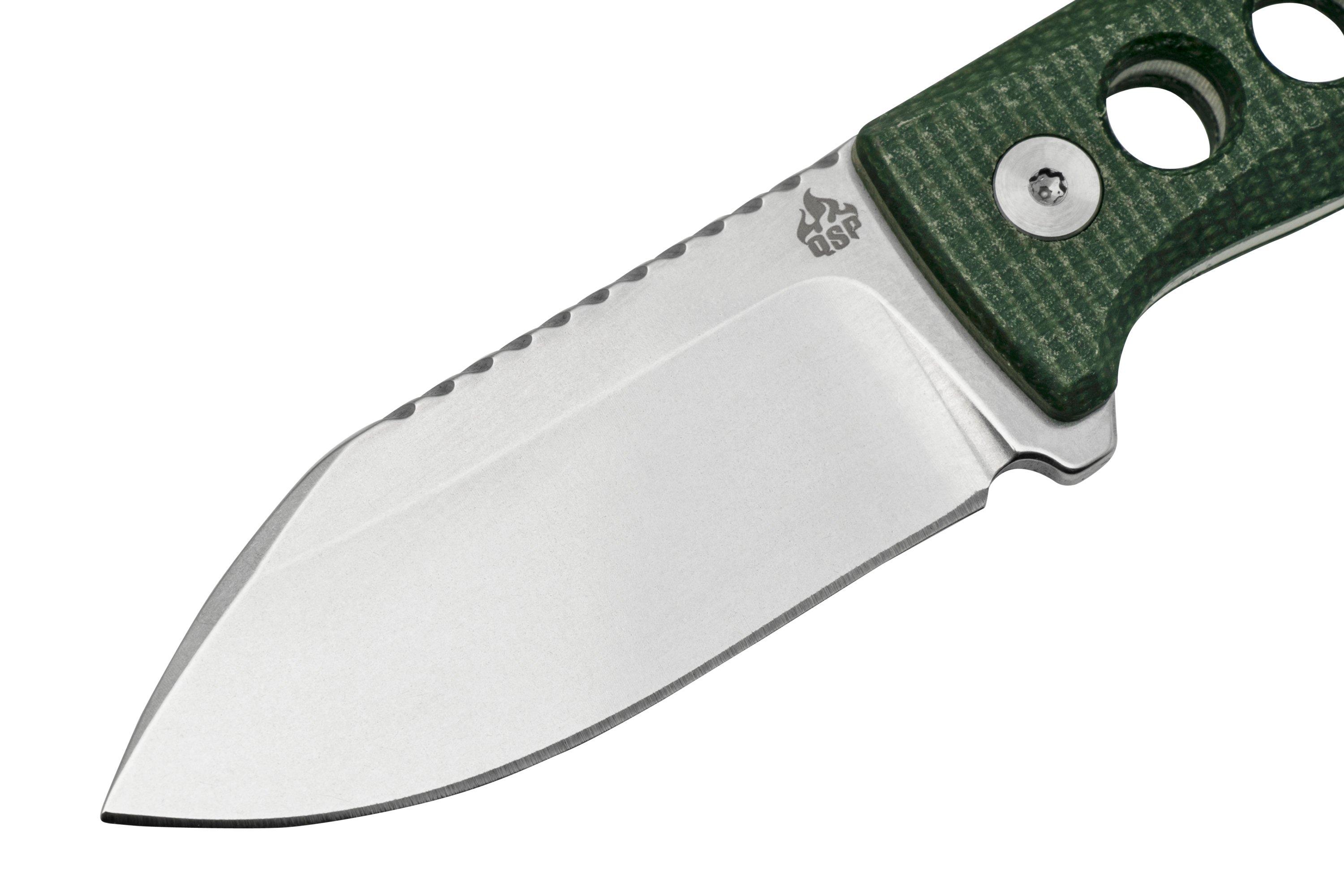 QSP Knife Canary QS141-C1 Stonewashed, Green Micarta, neck knife ...